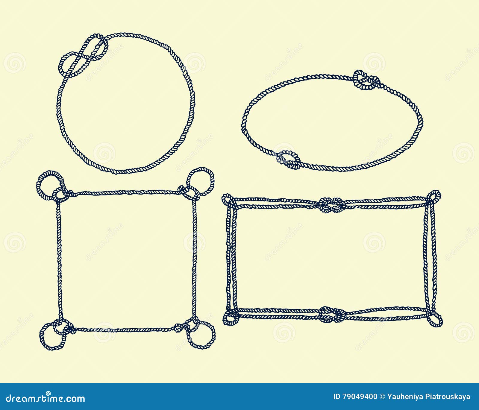Hand drawn rope frames stock vector. Illustration of isolated - 79049400