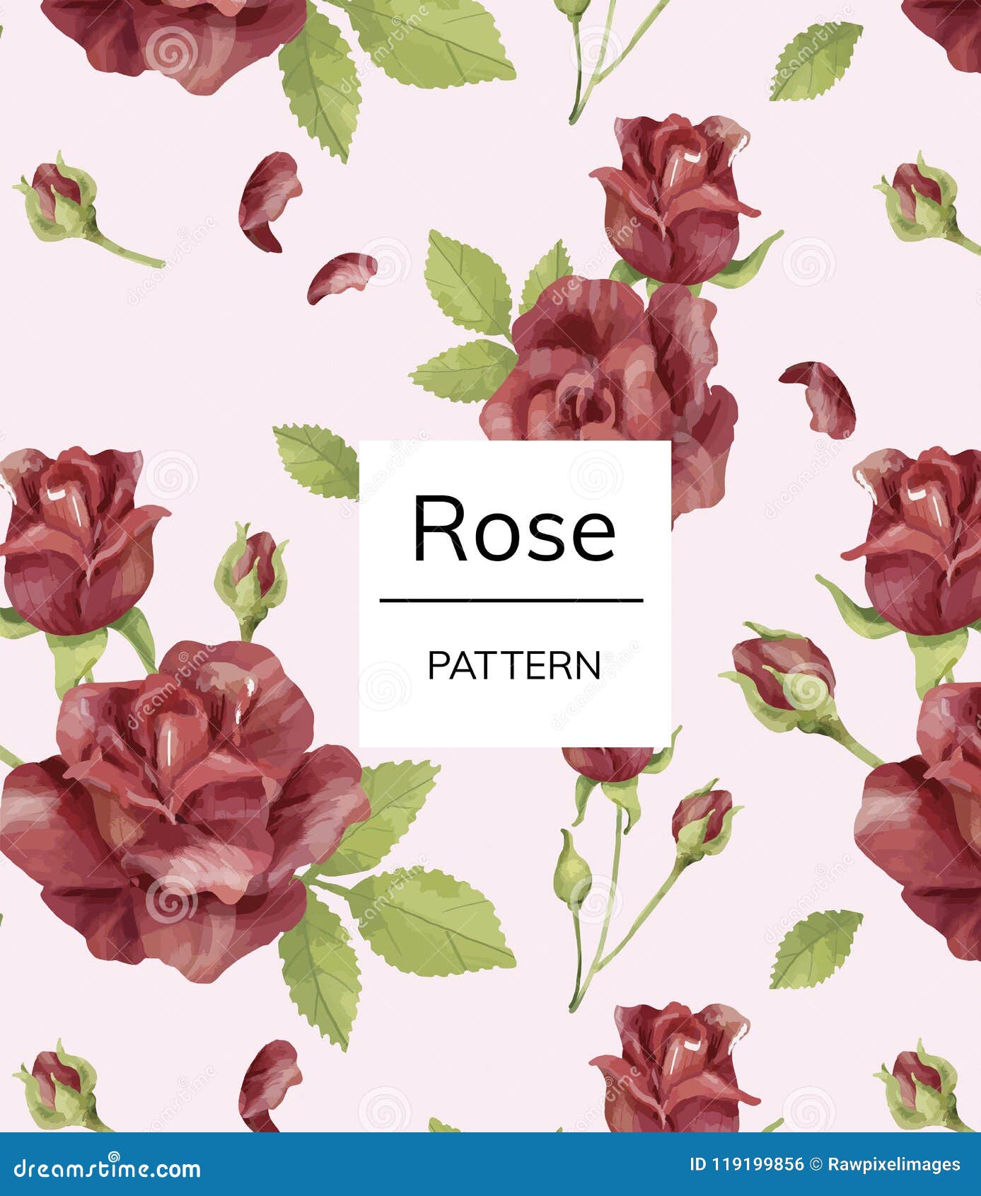 Hand Drawn Rose Flower Pattern Stock Illustration - Illustration of drawing, color: 119199856