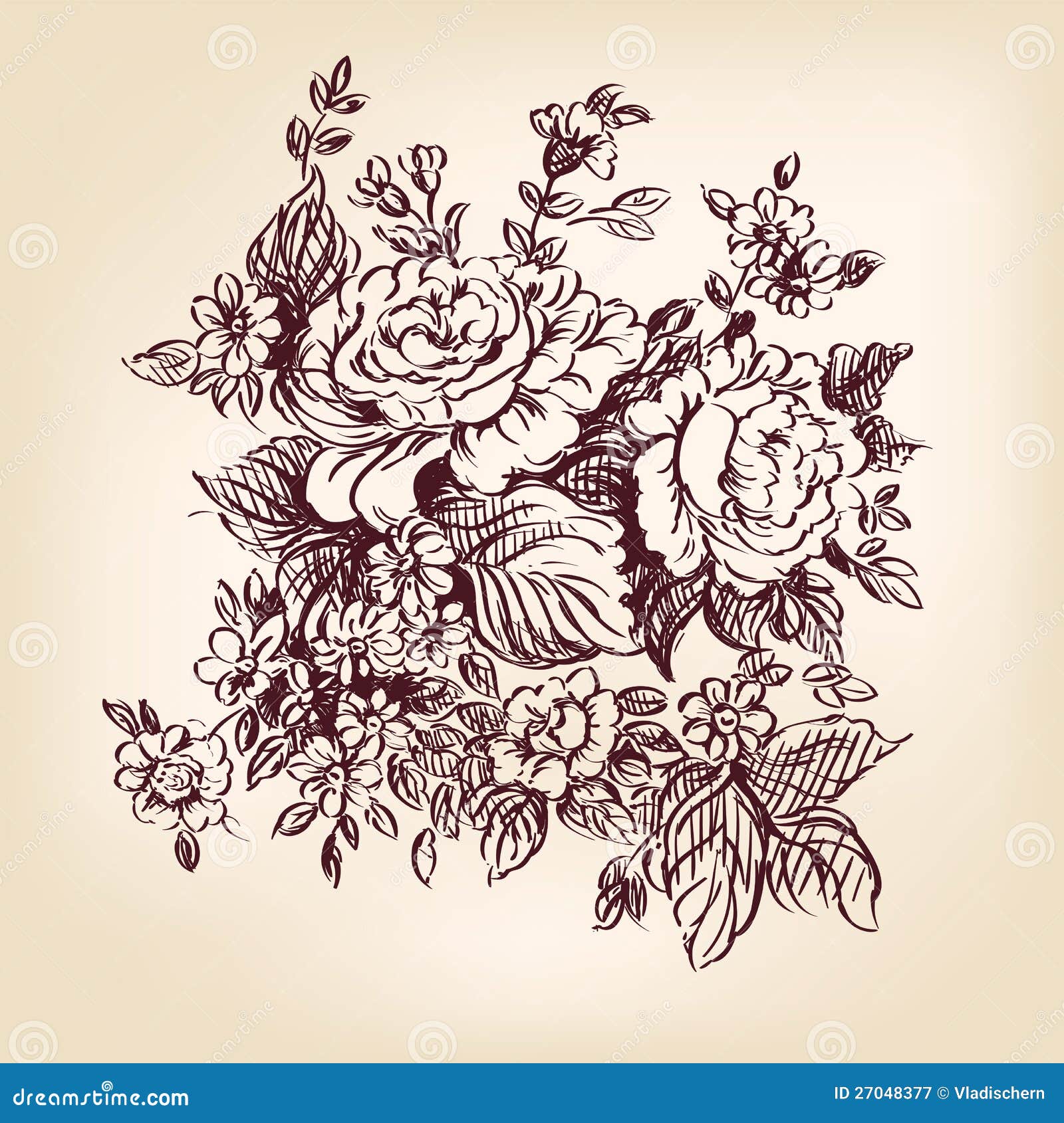Hand drawn roses stock vector. Illustration of etched - 27048377