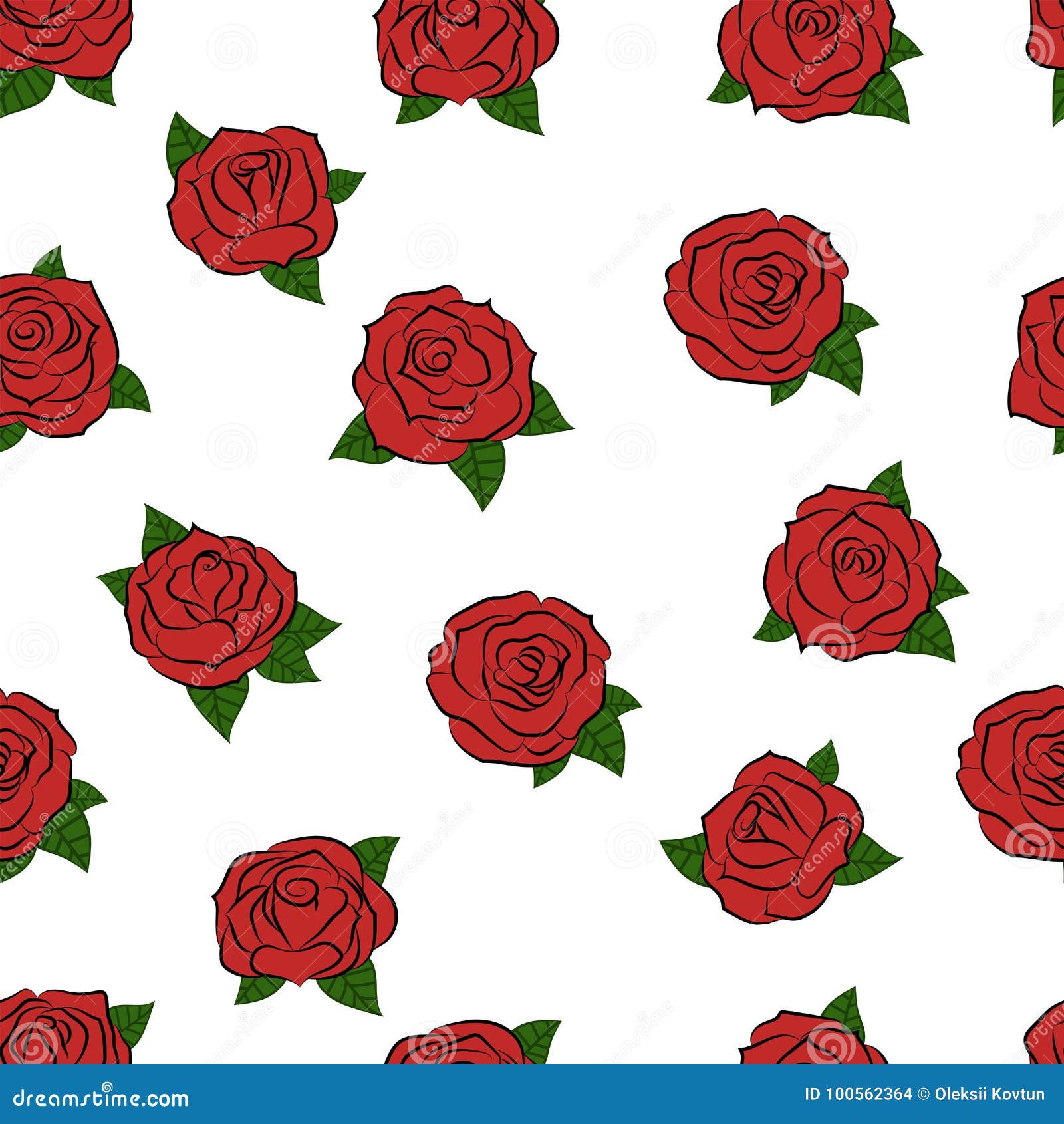 Hand Drawn Roses. Seamless Pattern Stock Illustration - Illustration of ...