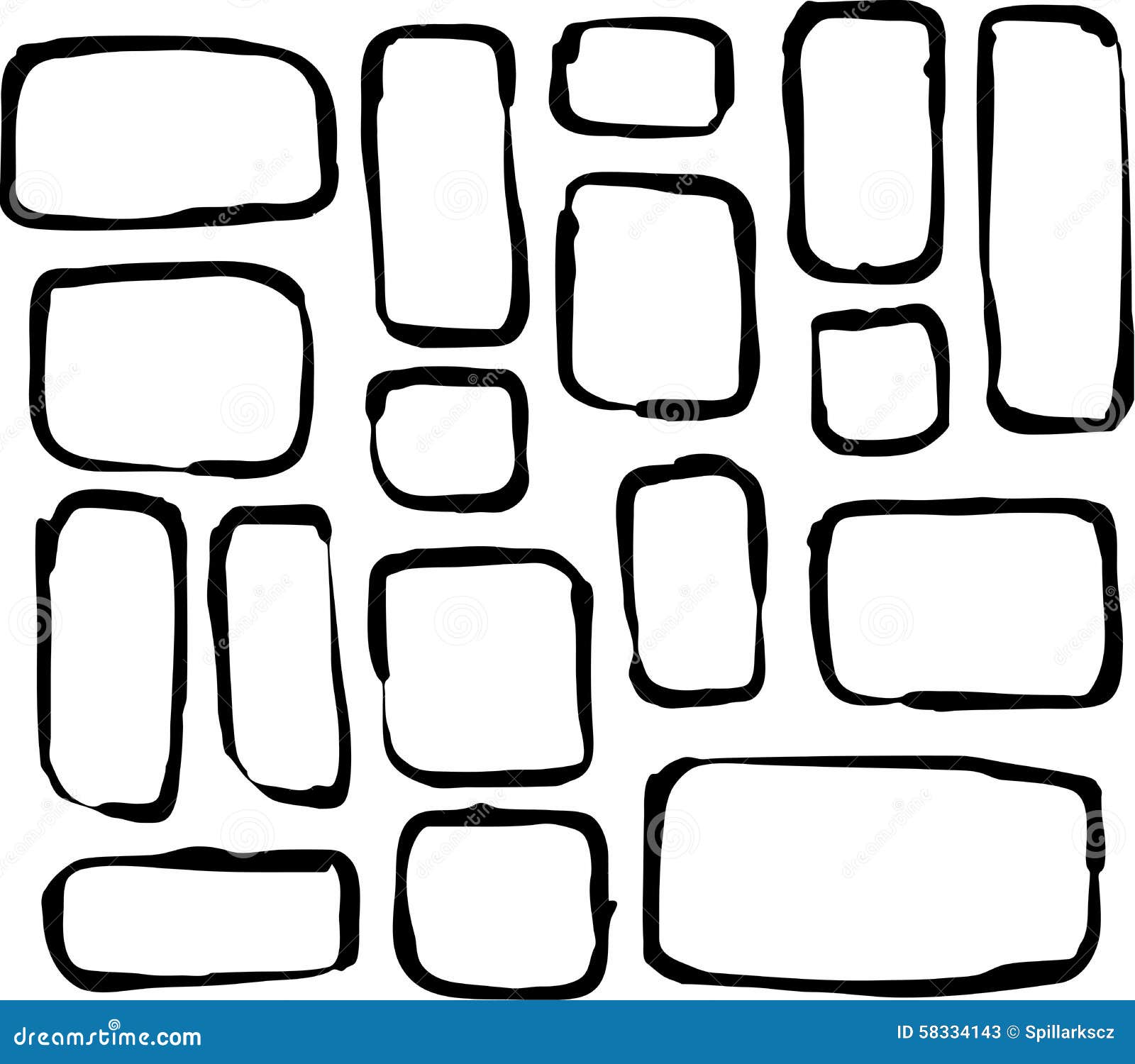 Hand Drawn Round Corner Rectangle and Square Shapes Over White Stock ...