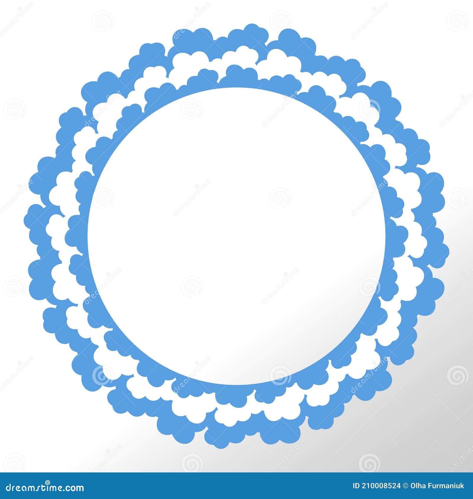 Hand Drawn Round Frame of Blue and White Colors. Simple Decoration ...