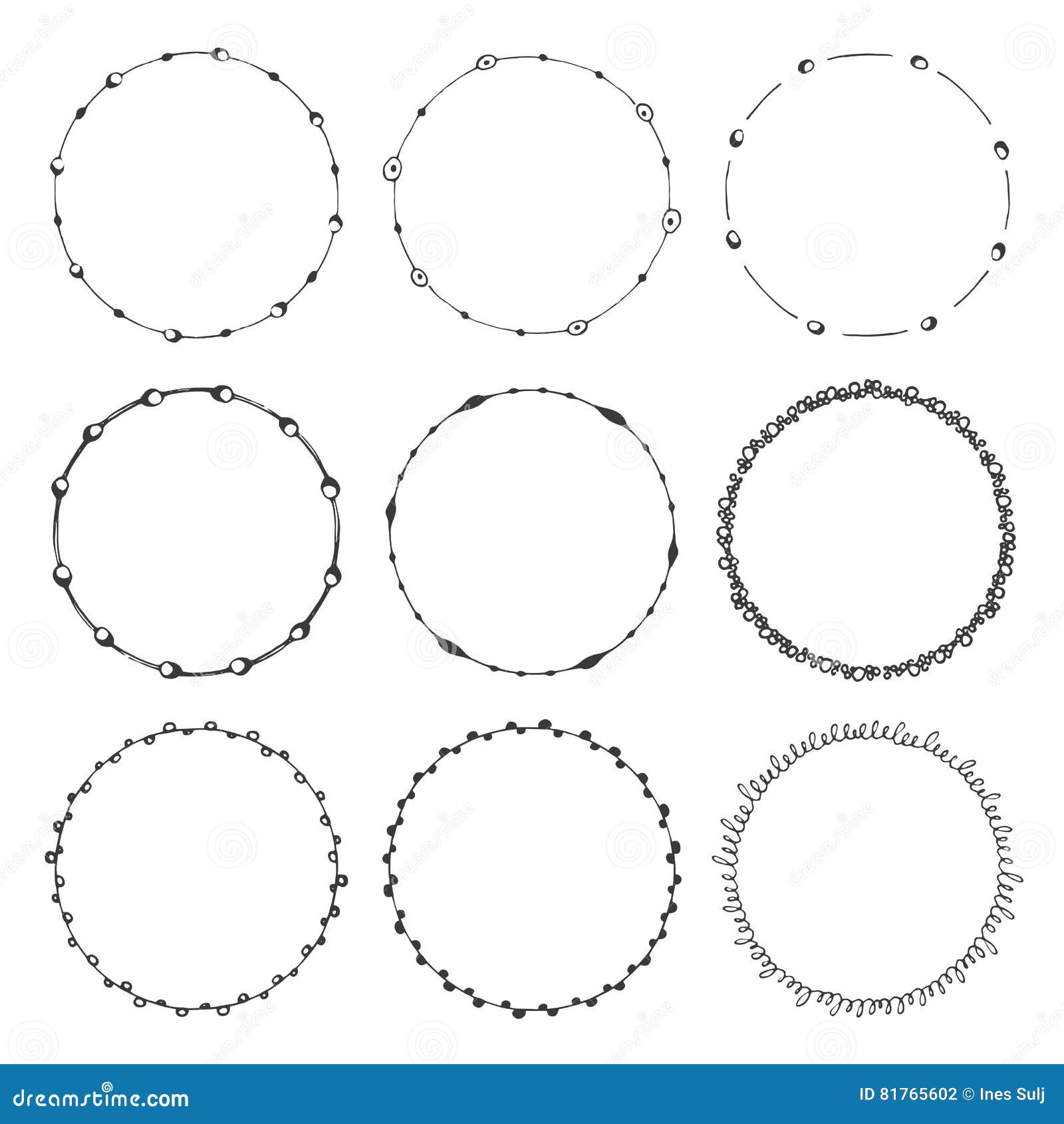 Hand Drawn Round Frames, Circle Ornaments Stock Vector - Illustration ...