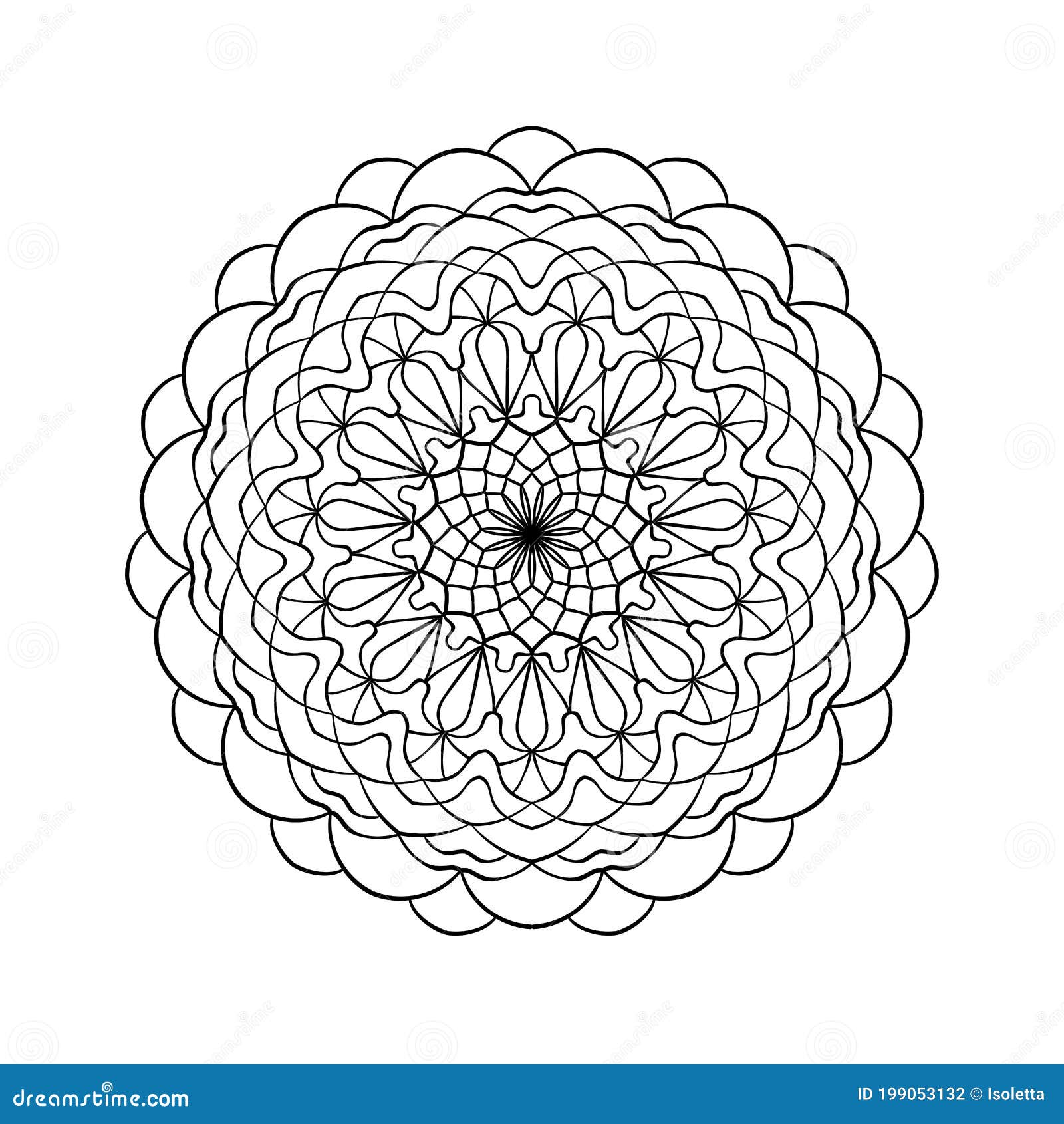 Hand Drawn Round Mandala Pattern. Vector Illustration. Element for ...