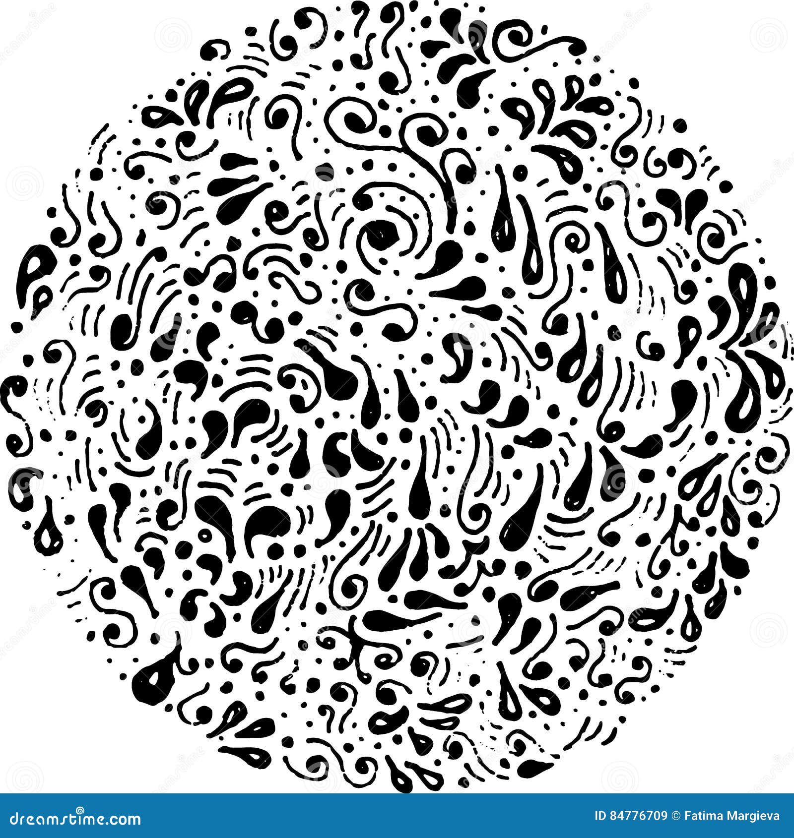 Hand Drawn Round Pattern with Swirls, Circles and Drops Stock Vector ...