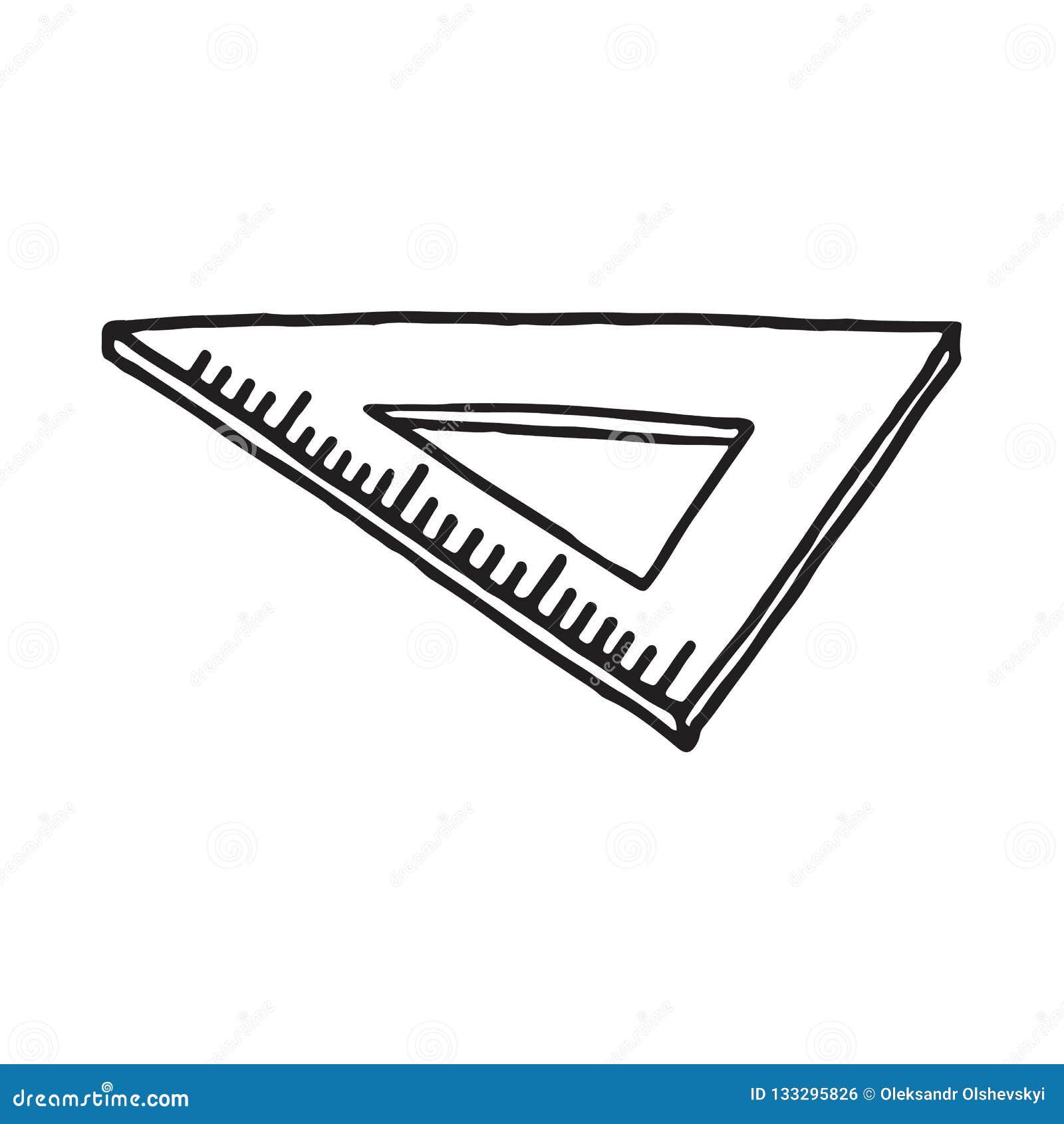 Ruler Triangle Hand Drawn In Doodle Style. Scandinavian Simple ...