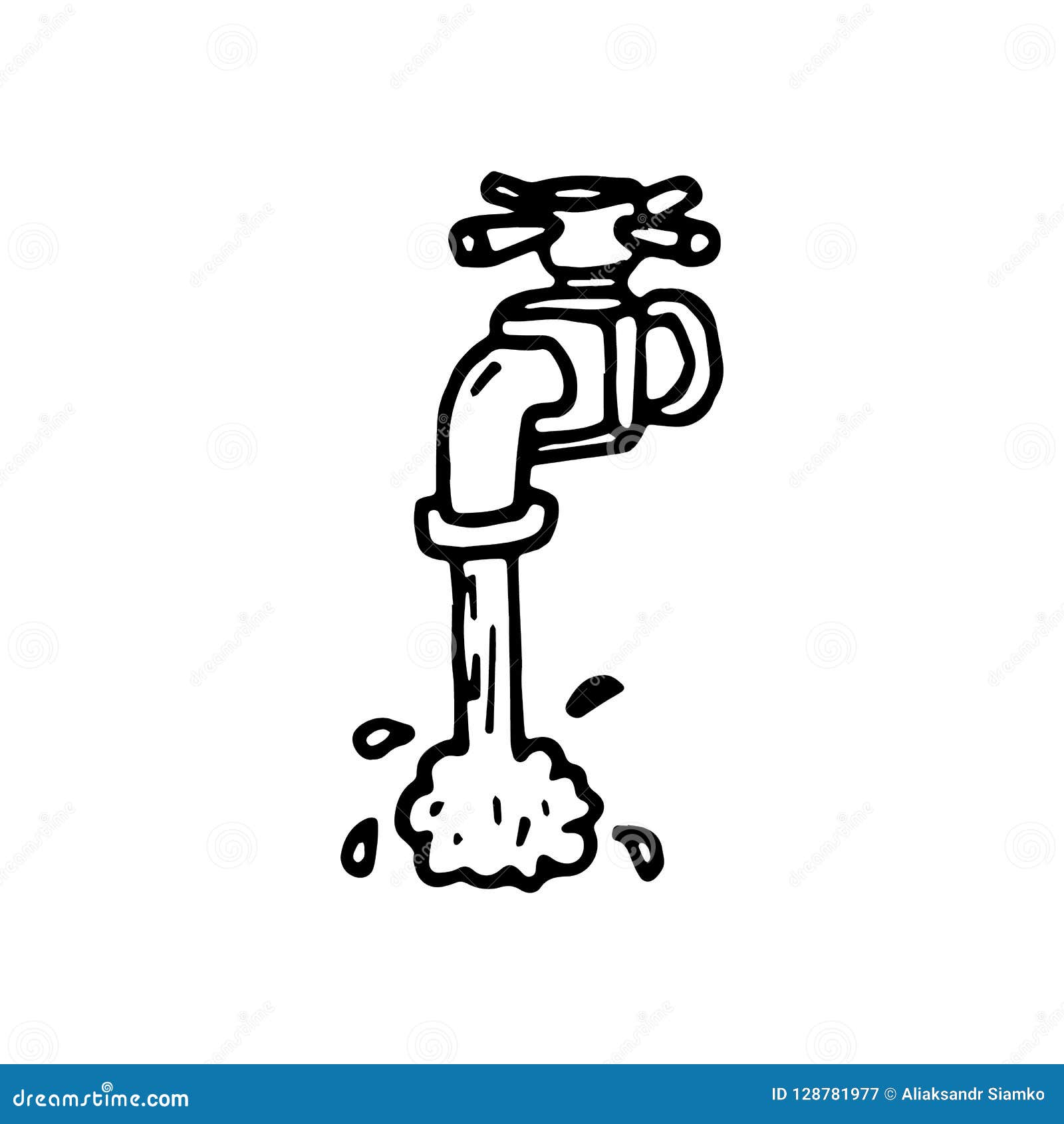 Water Tap Icon In Outline Style Cartoon Vector