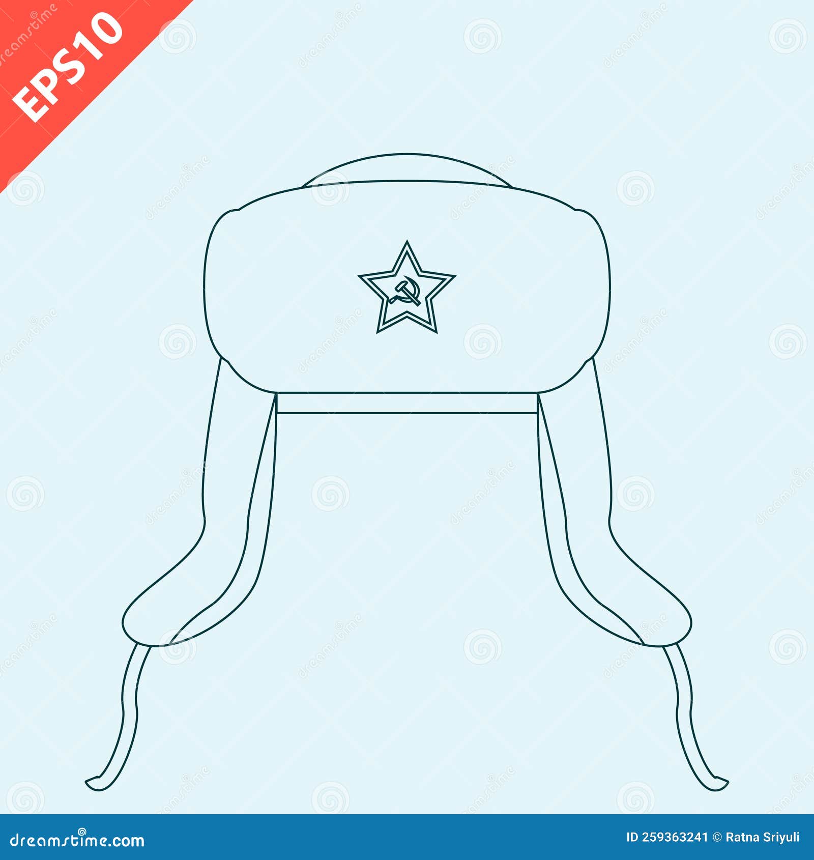 Hand Drawn Russian Ushanka Hat with a Star Design Vector Flat Isolated ...