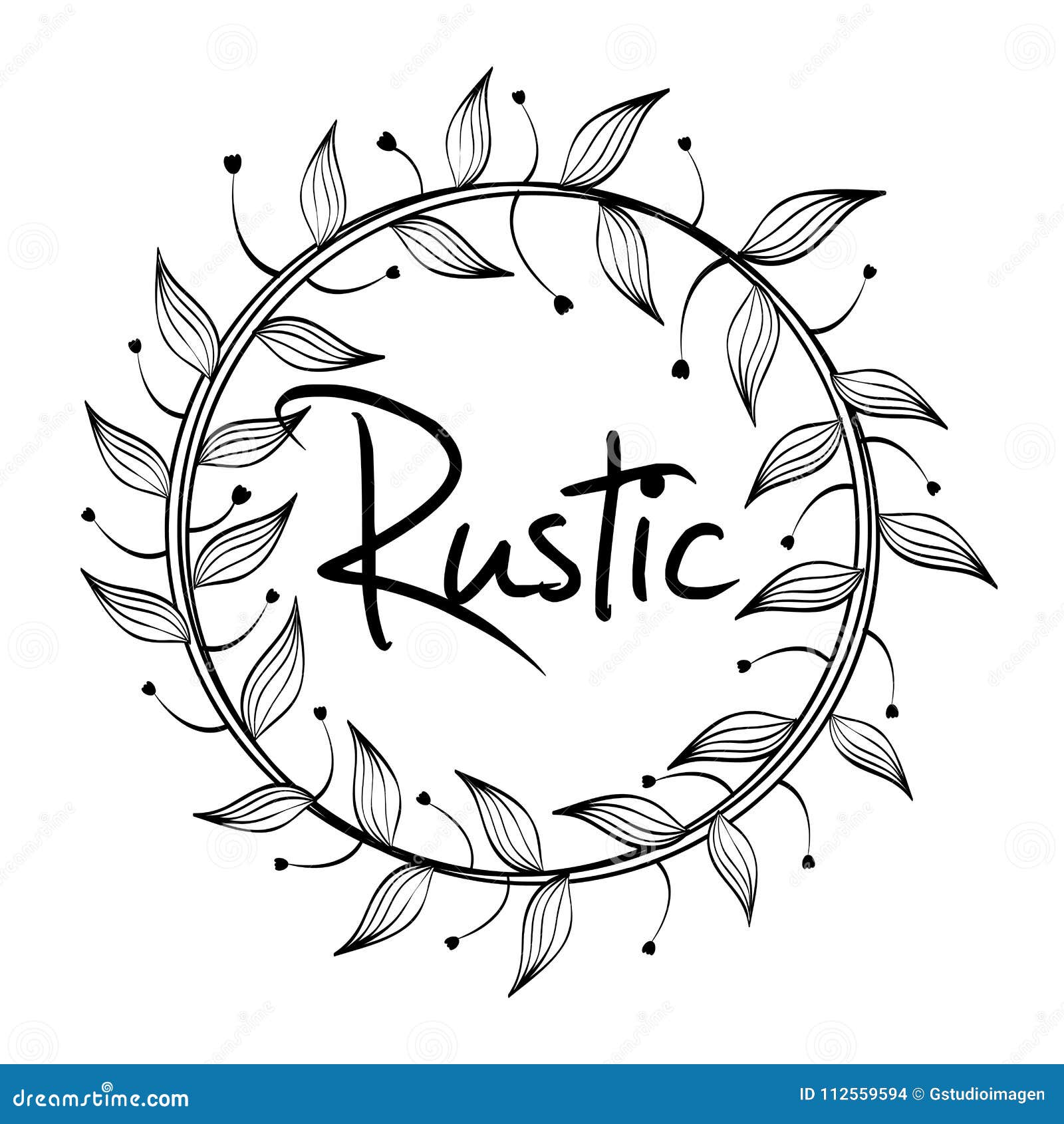 Rustic sign with leaves stock vector. Illustration of decor - 112559594