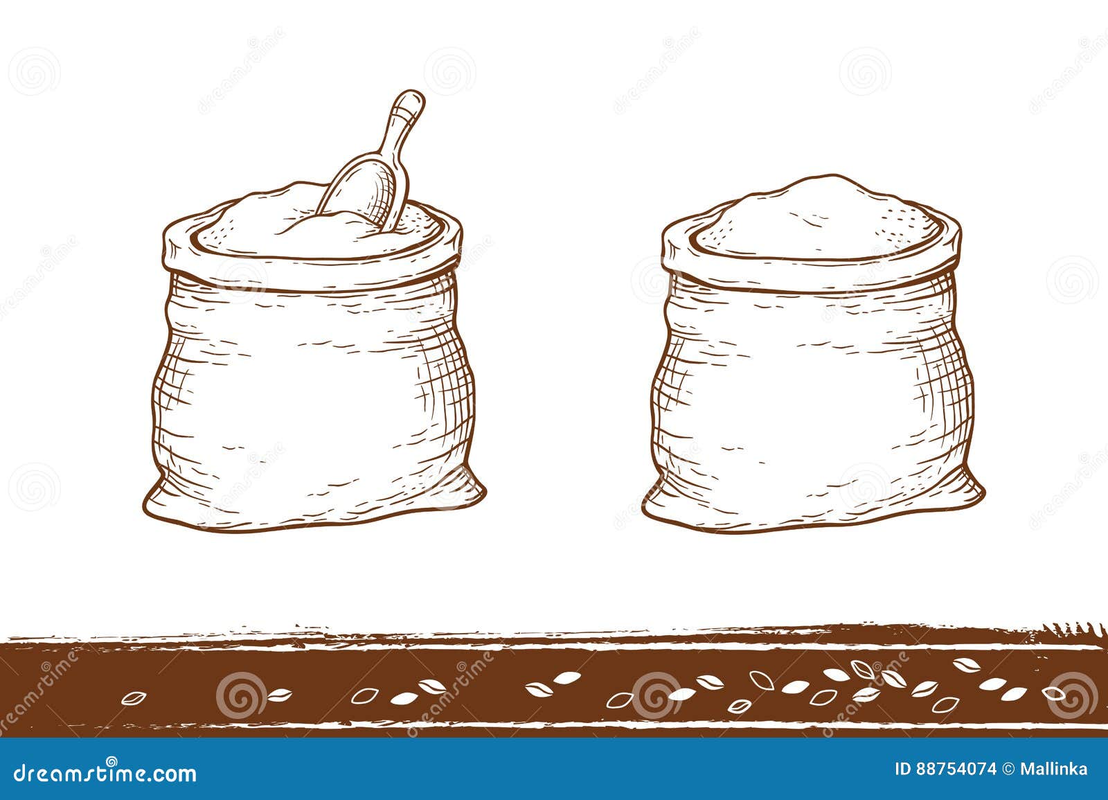 Hand Drawn Sacks with Flour Stock Vector - Illustration of hessian ...
