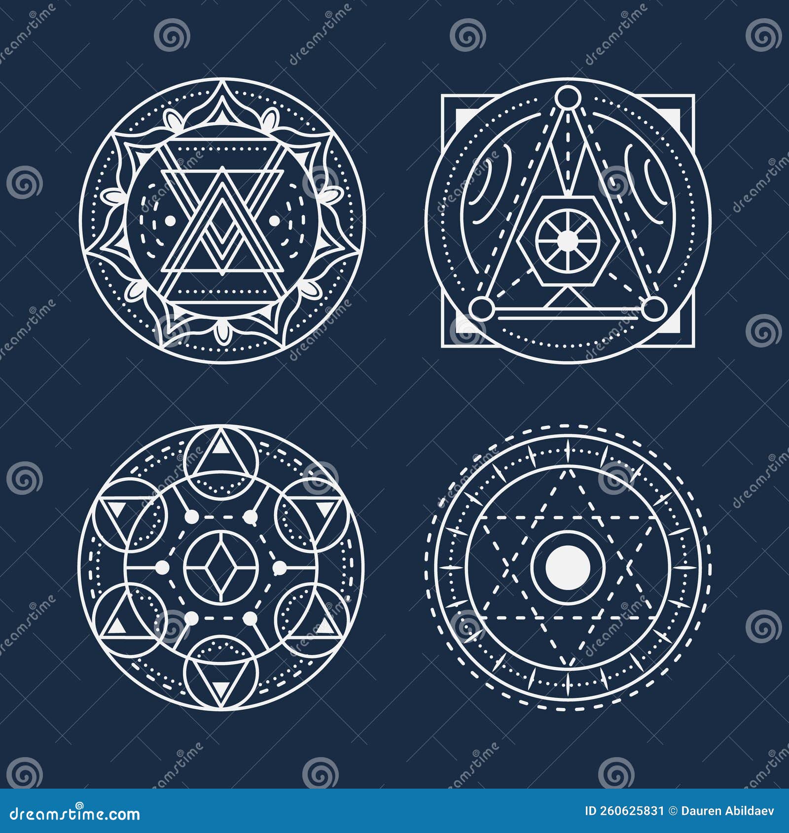 Hand Drawn Sacred Geometry Element Collection Vector Illustration ...
