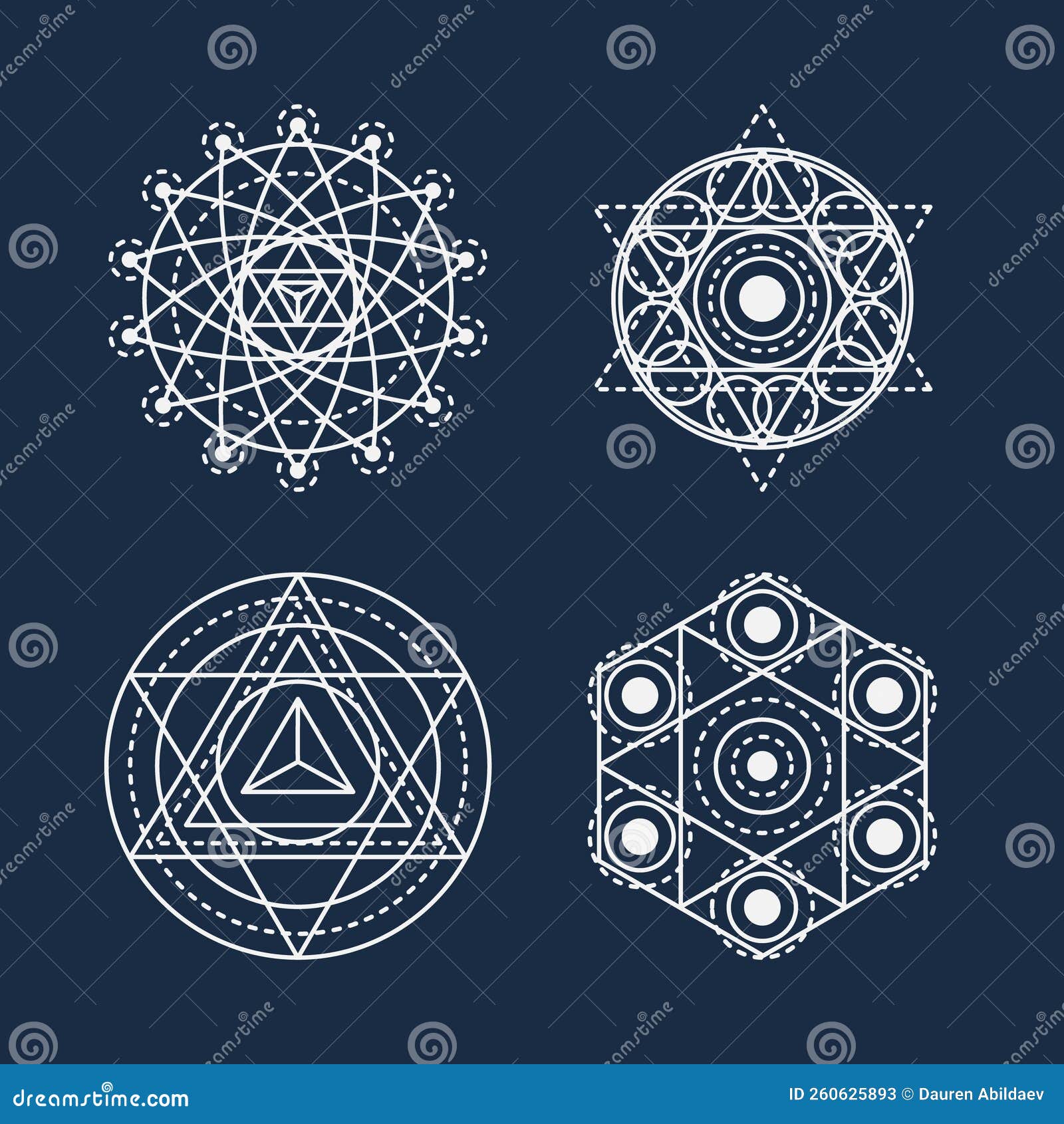 Hand Drawn Sacred Geometry Element Set Vector Illustration. Stock ...