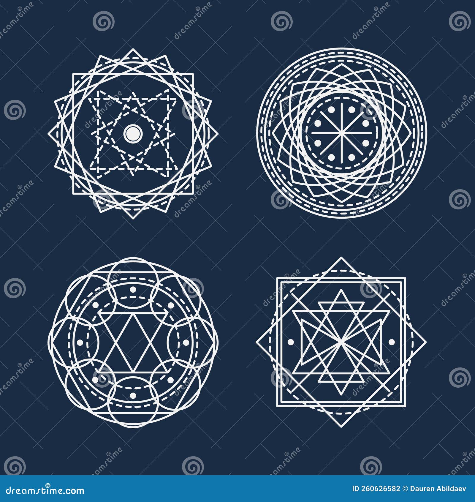 Hand Drawn Sacred Geometry Element Set Vector Illustration. Stock ...