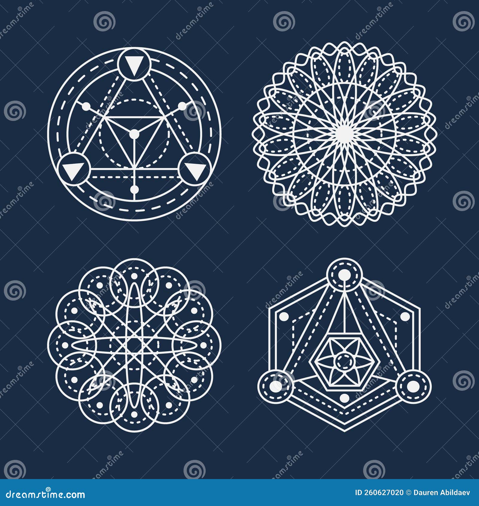 Hand Drawn Sacred Geometry Element Set Vector Illustration. Stock ...