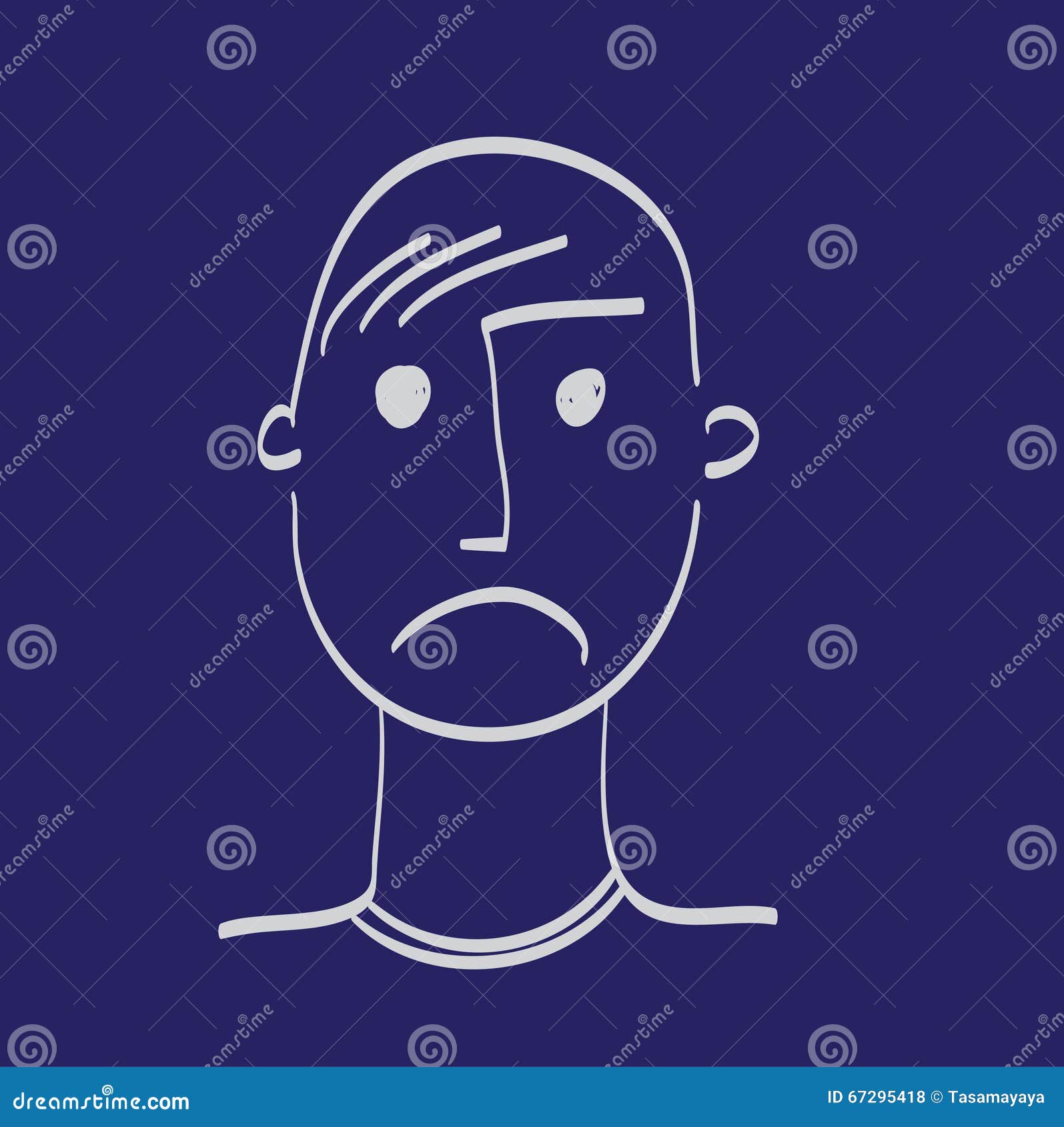 Hand Drawn Sad Man Face Vector Illustration Icon | CartoonDealer.com ...
