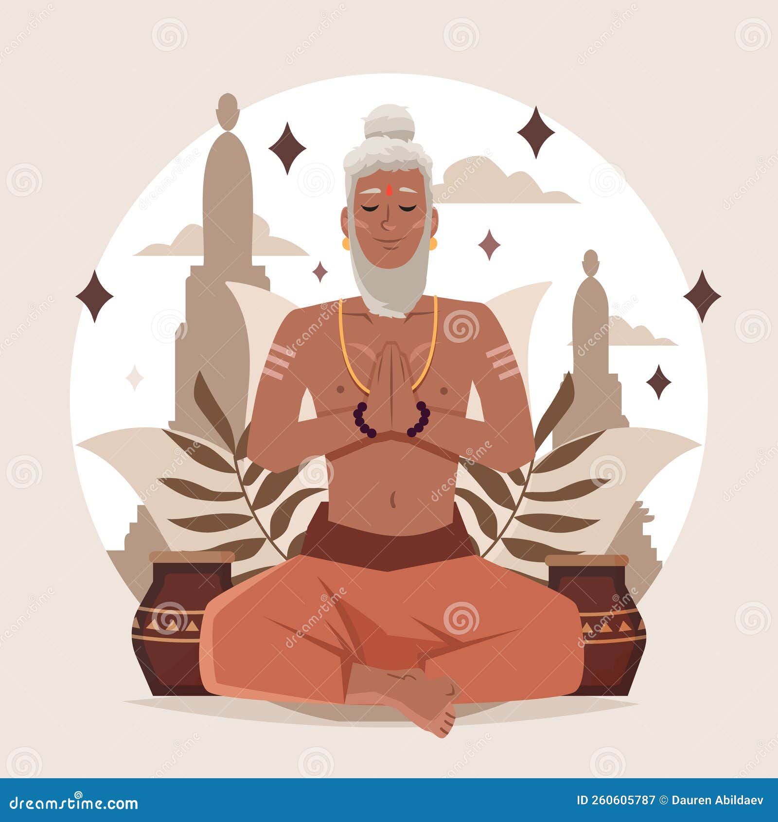 Hand Drawn Sadhu Vector Illustration. Stock Vector - Illustration of ...