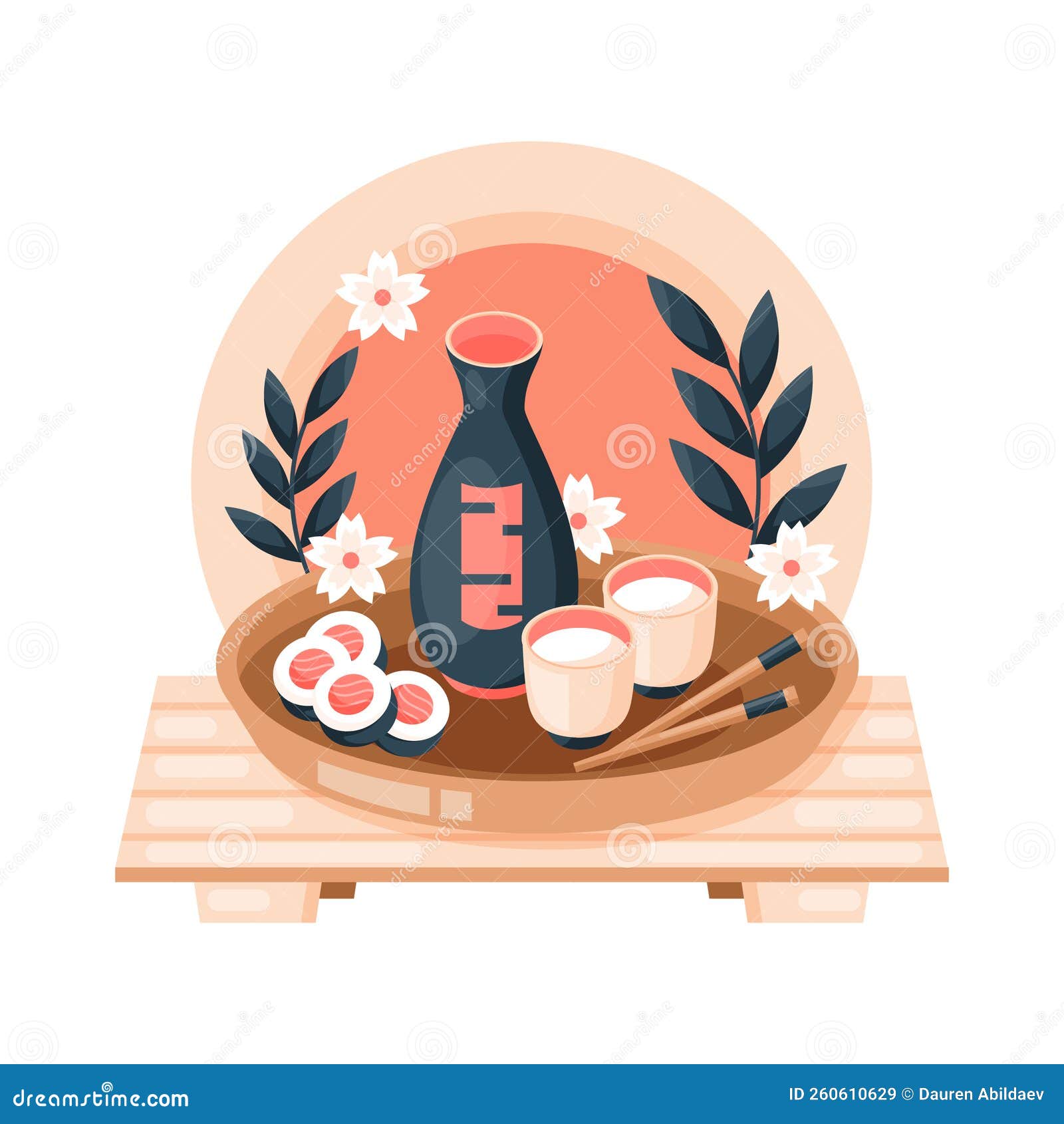 Hand Drawn Sake Illustration Vector Illustration. Stock Vector ...