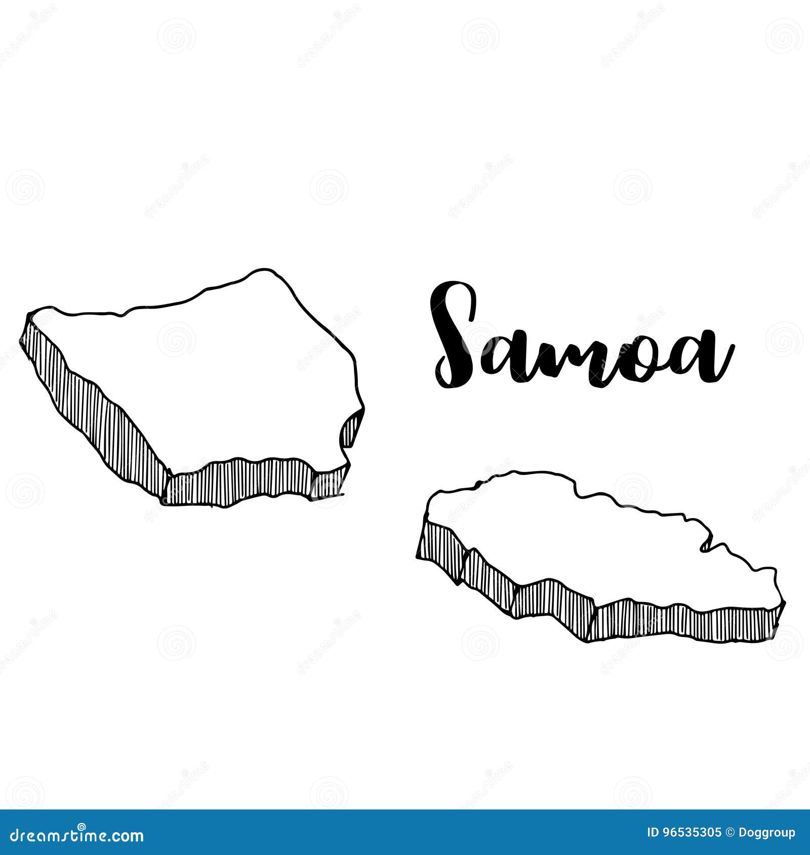 Hand drawn of Samoa map stock illustration. Illustration of icon - 96535305