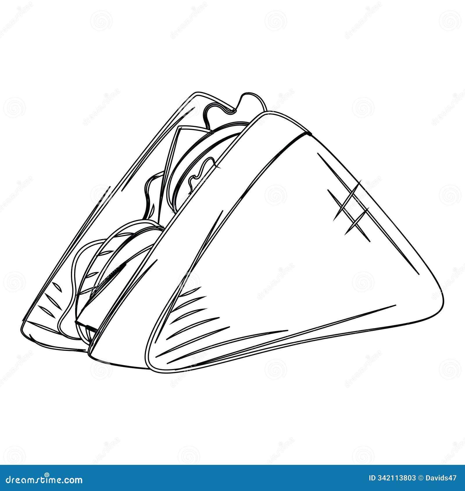 Hand-drawn Sandwich Wrap with Lettuce and Tomatoes Vector Stock ...
