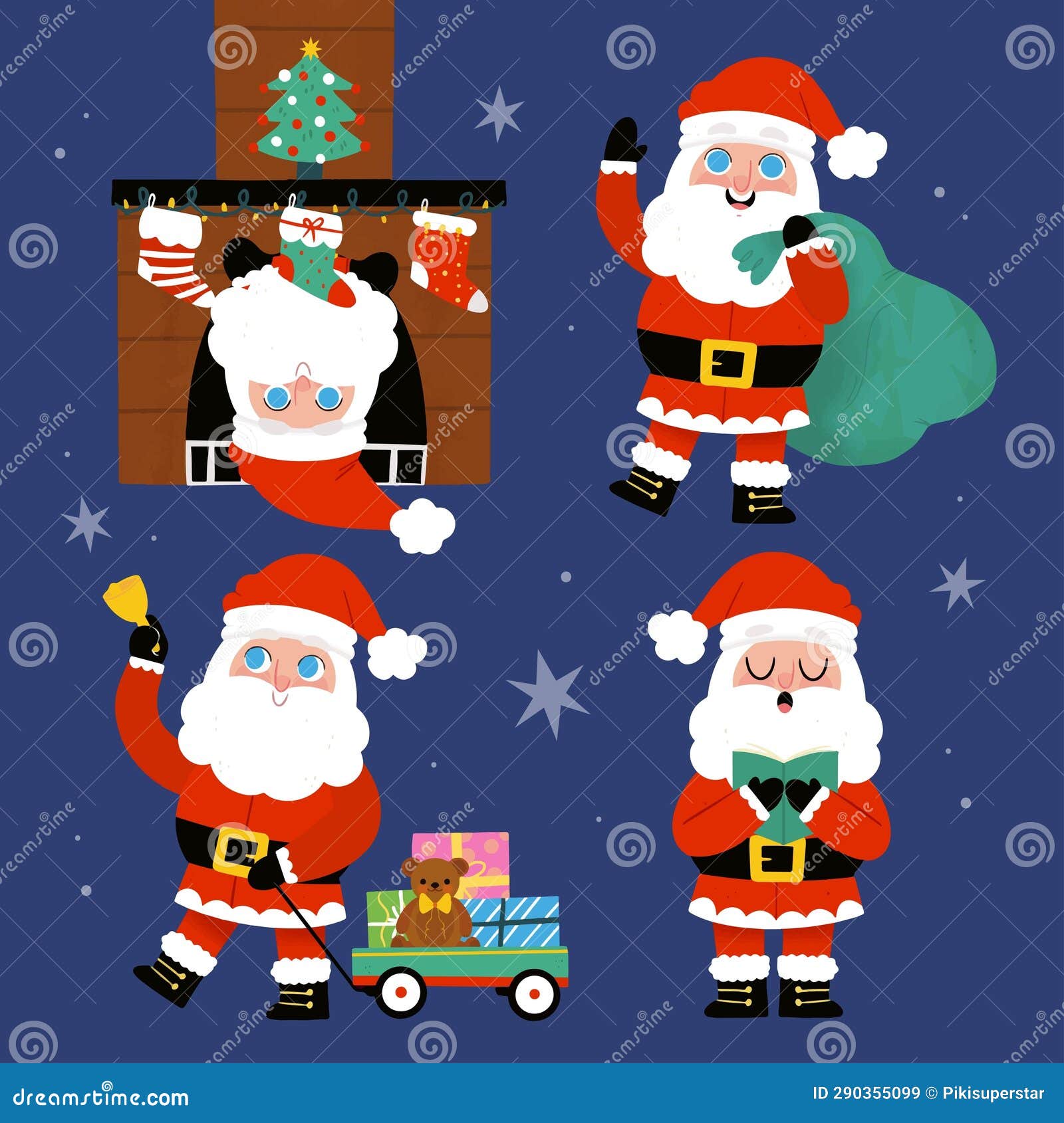 Hand Drawn Santa Claus Characters Collection Abstract Design Vector ...