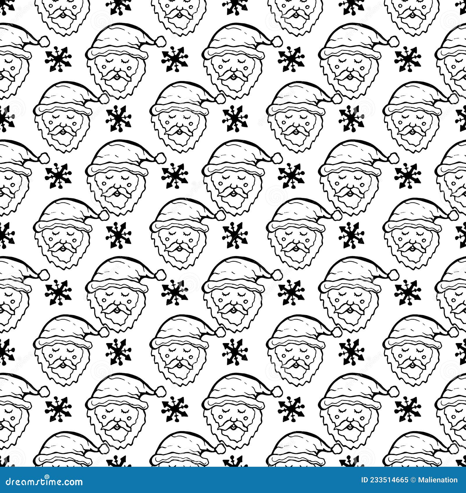 Hand Drawn Santa Claus Pattern for Celebration Wrapping Paper Design ...