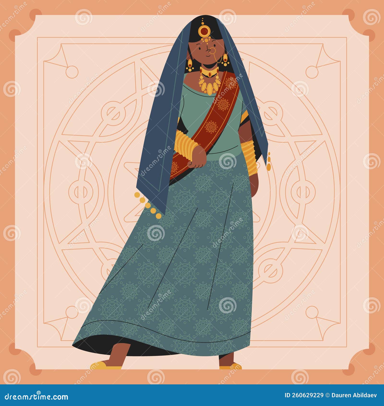 Hand Drawn Sari Vector Illustration. Stock Illustration - Illustration ...