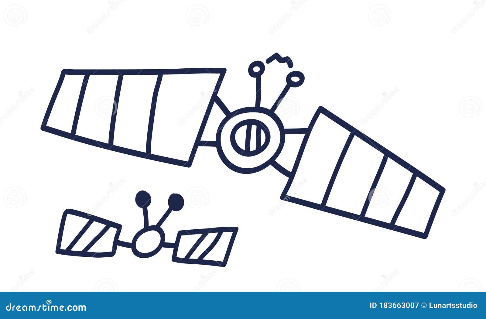 Hand Drawn Satellite Doodle Icon. Hand Drawn Vector Illustration Sign ...