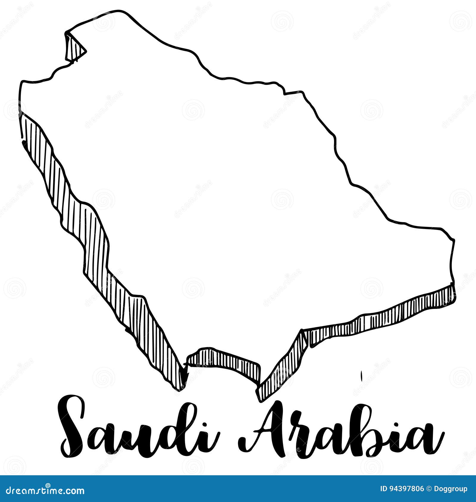 Hand Drawn of Saudi Arabia Map Stock Illustration - Illustration of ...
