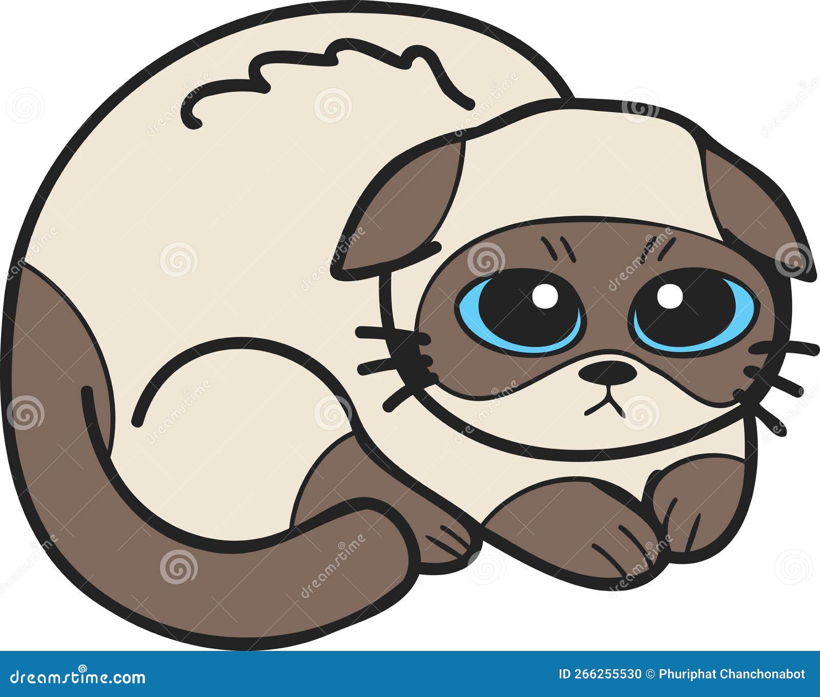Hand Drawn Scared or Sad Cat Illustration in Doodle Style Stock Vector ...