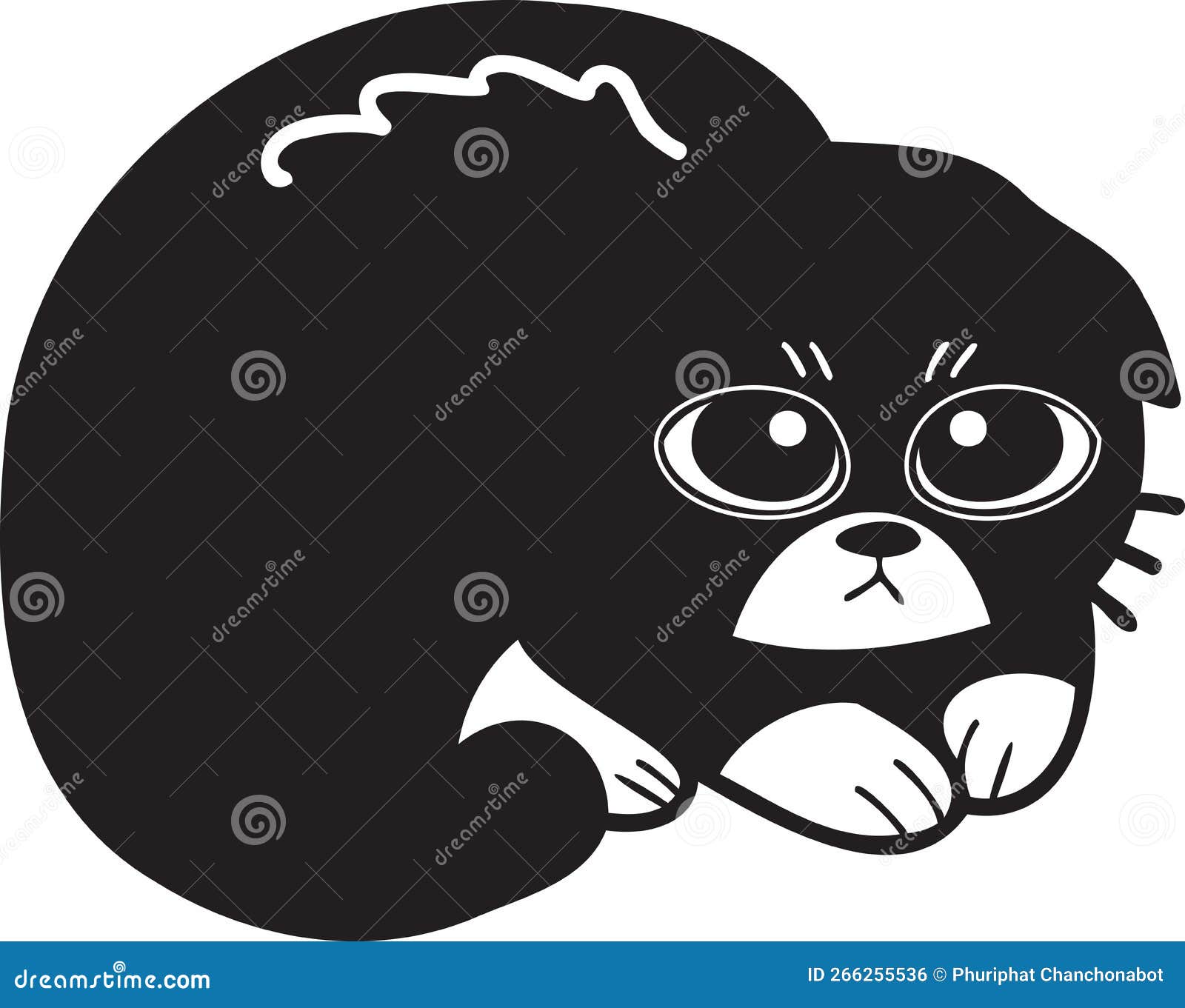 Hand Drawn Scared or Sad Cat Illustration in Doodle Style Stock Vector ...