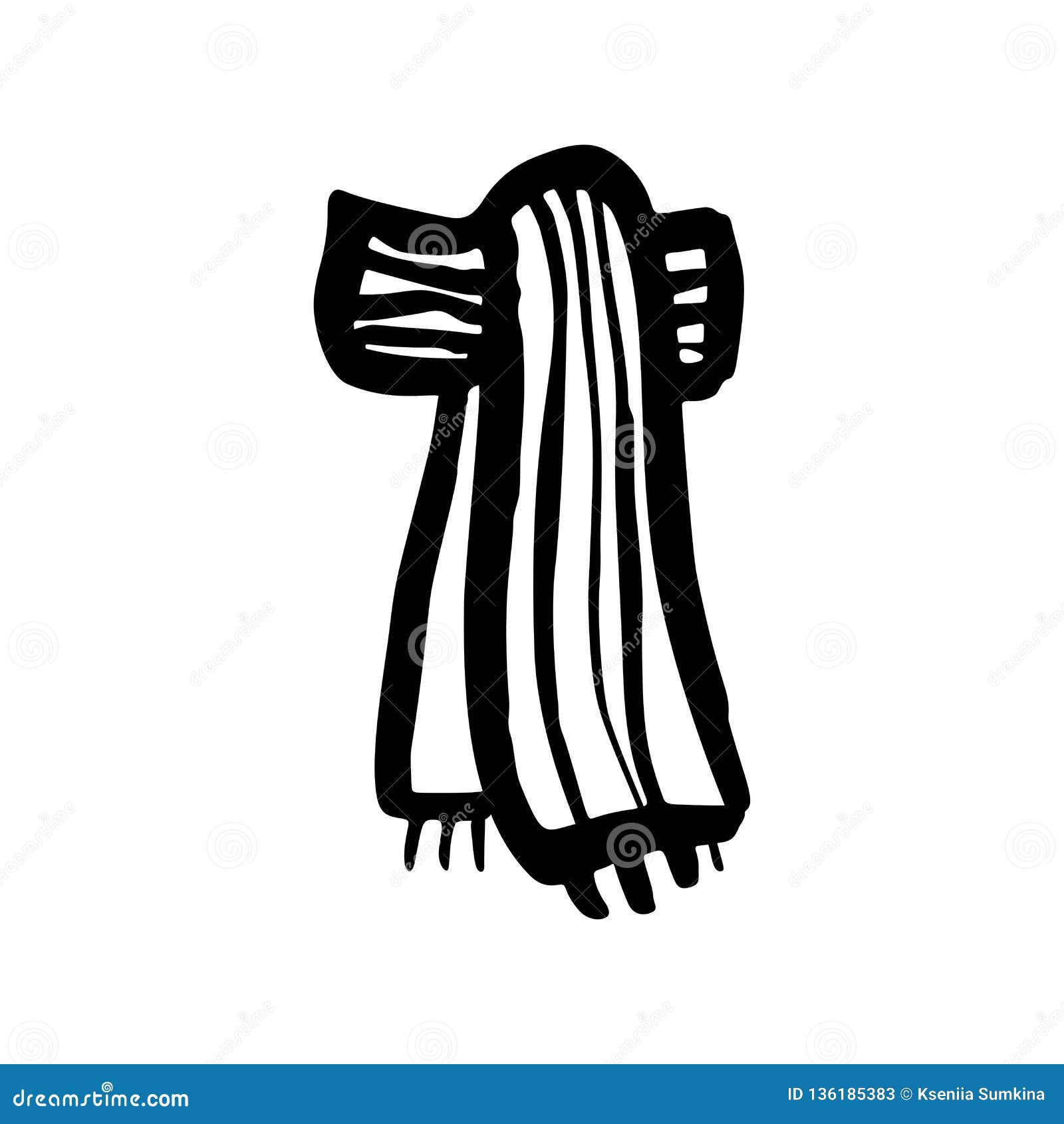 Hand Drawn Scarf Vector Icon on White Stock Vector - Illustration of ...