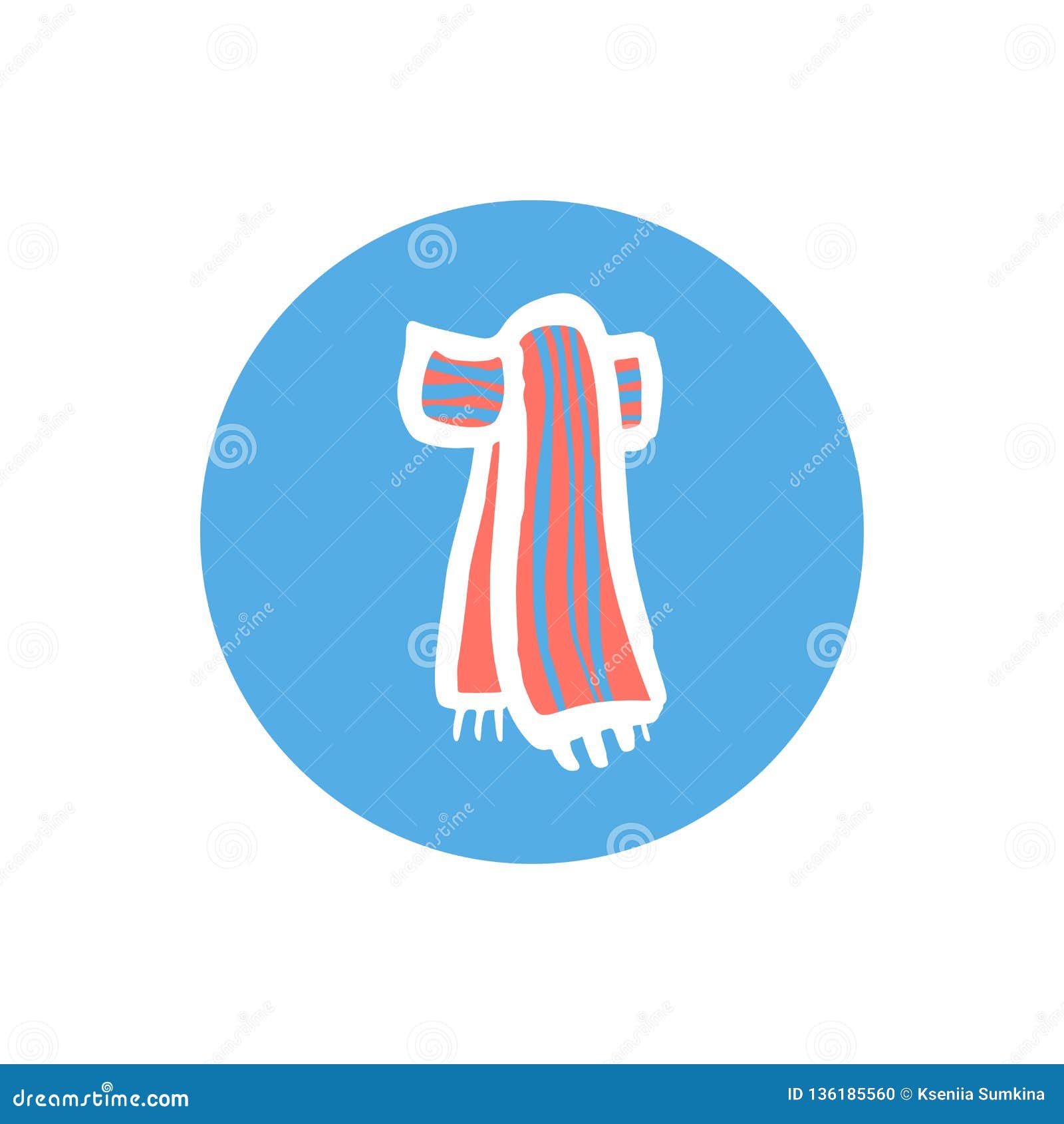 Hand Drawn Scarf Vector Icon on White Stock Vector - Illustration of ...