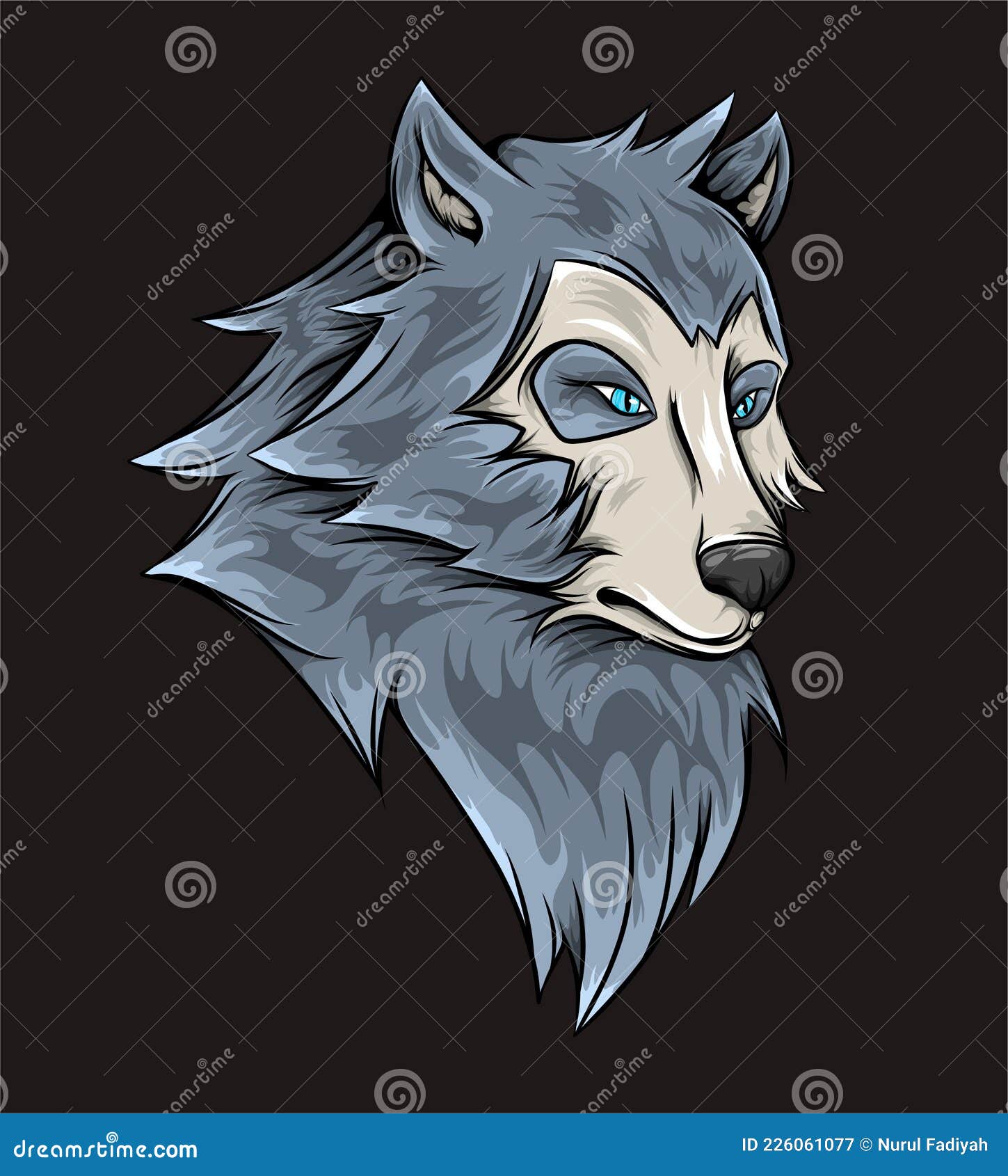 The Hand Drawn of Scary Wolf with the Serious Expression Stock Vector ...
