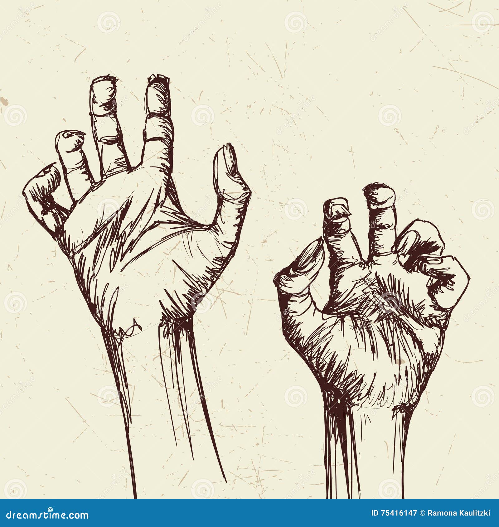 Hand Drawn Scary Zombie Character Stock Illustration - Illustration of ...