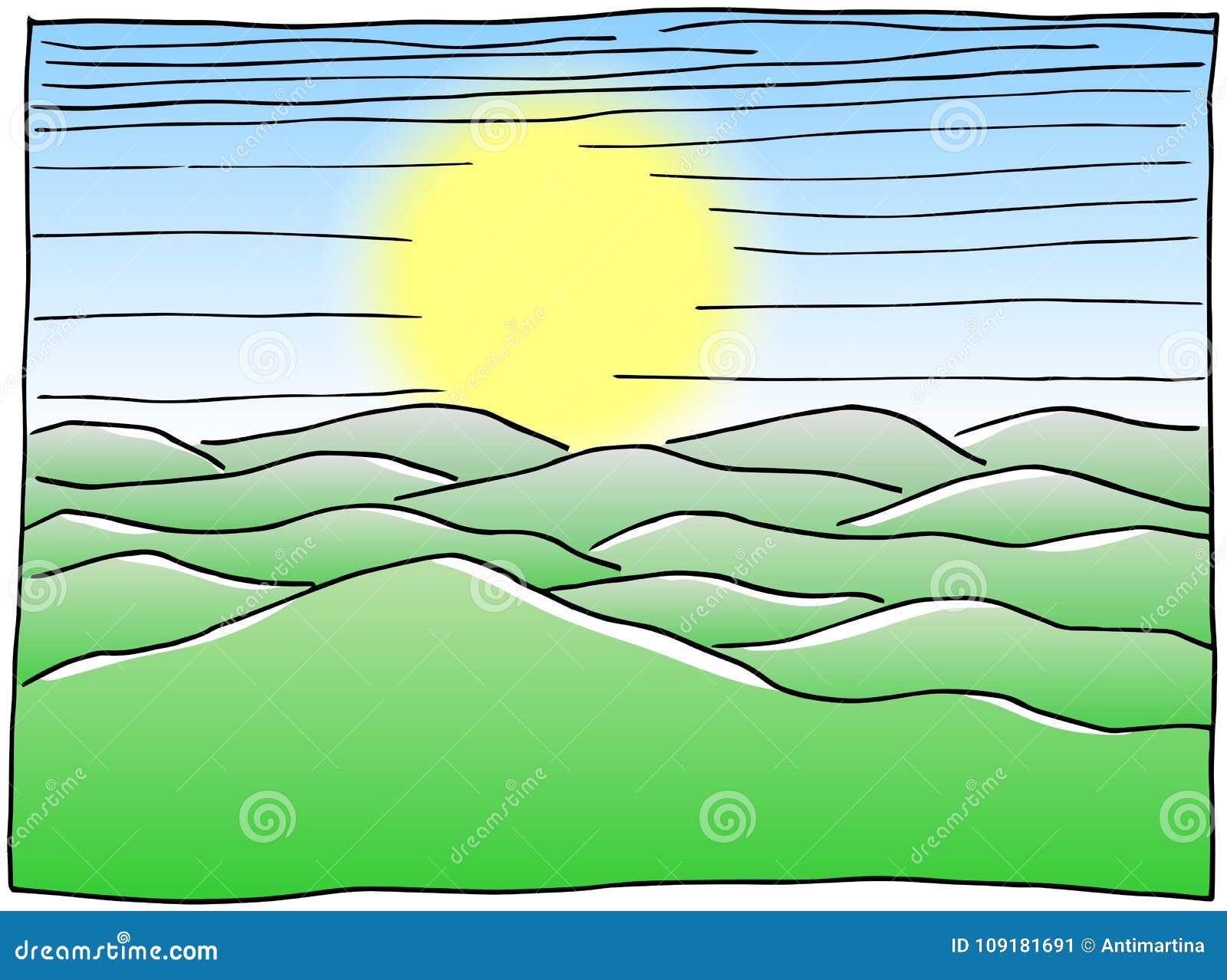 Hand drawn scenery stock vector. Illustration of countryside - 109181691