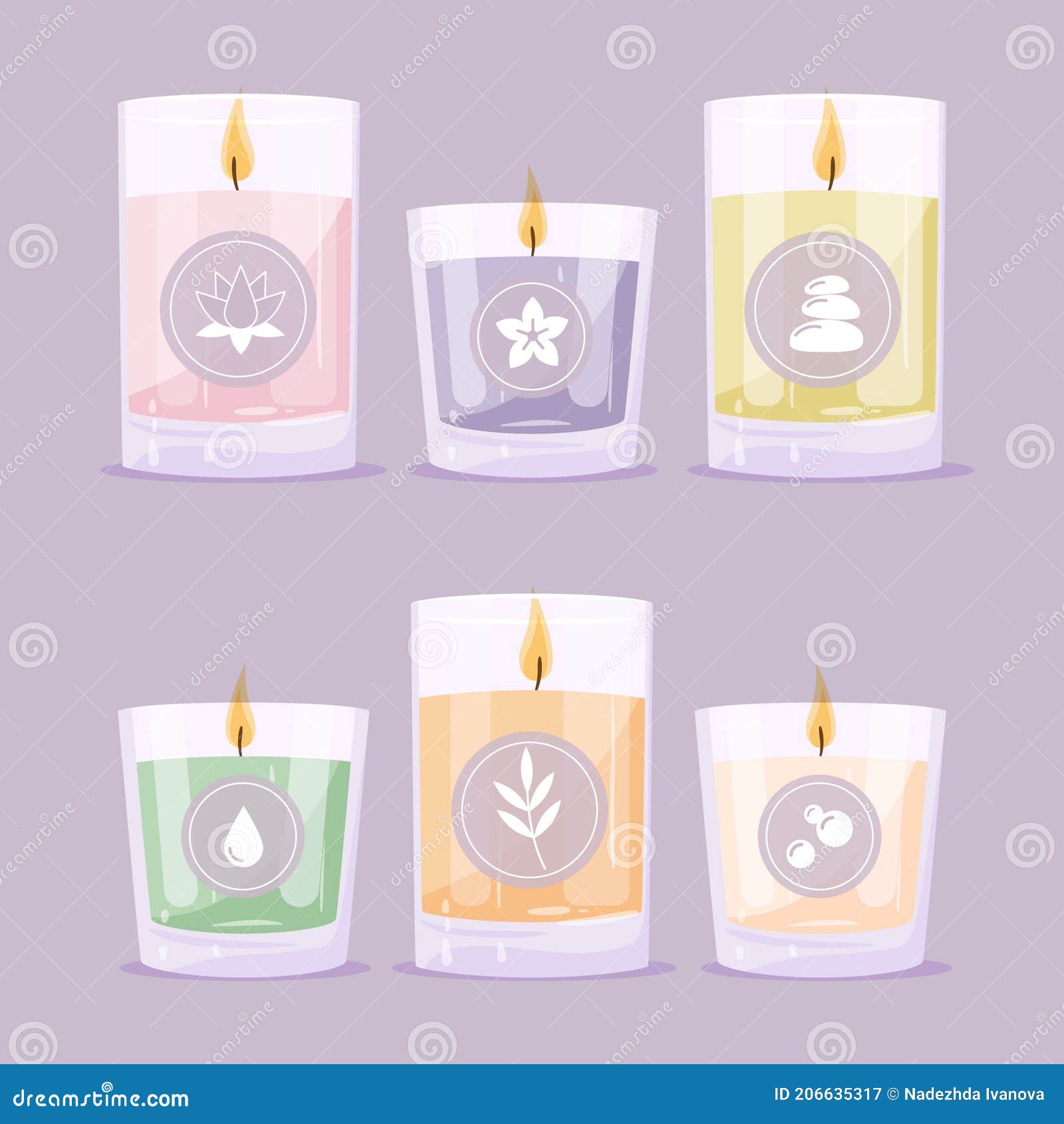 Hand Drawn Scented Candles Vector Illustration. Stock Illustration ...