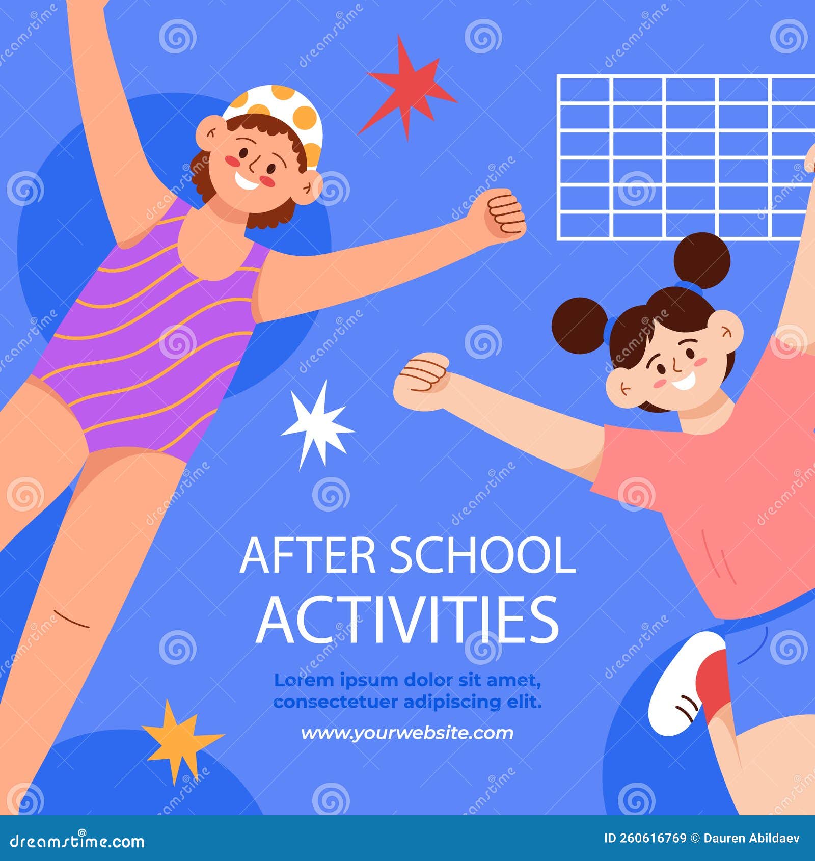 Hand Drawn after School Activities Post Vector Illustration. Stock ...