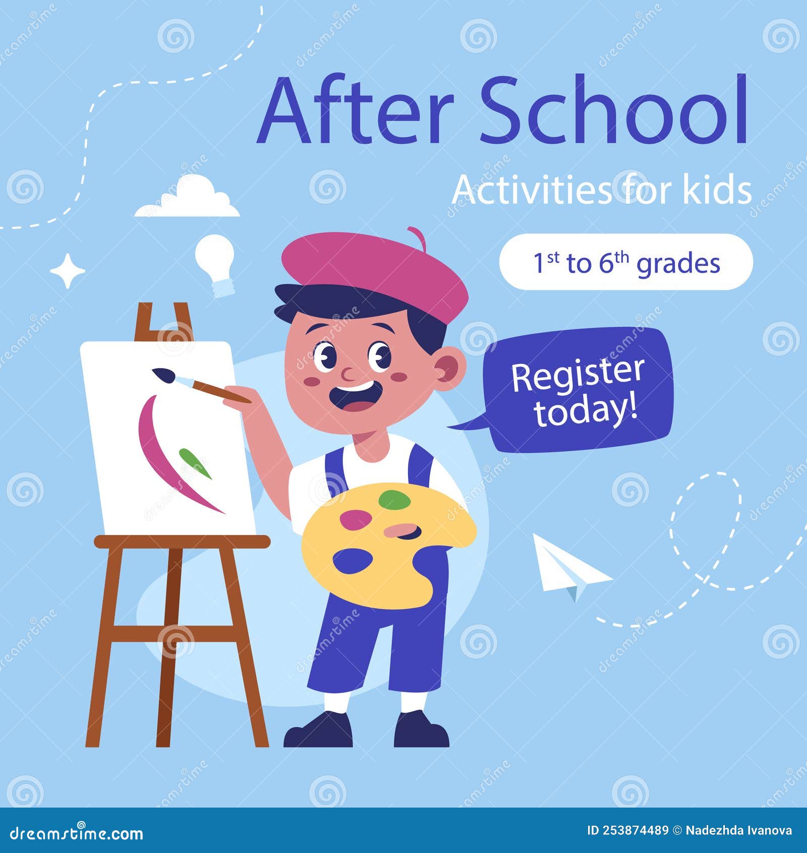 Hand Drawn after School Activities Template Vector Illustration. Stock ...