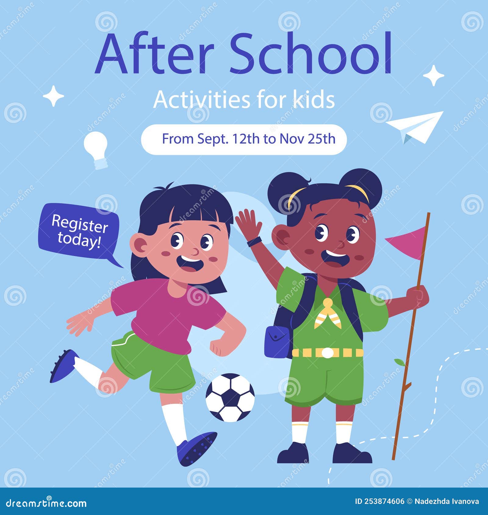 Hand Drawn after School Activities Template Vector Illustration. Stock ...