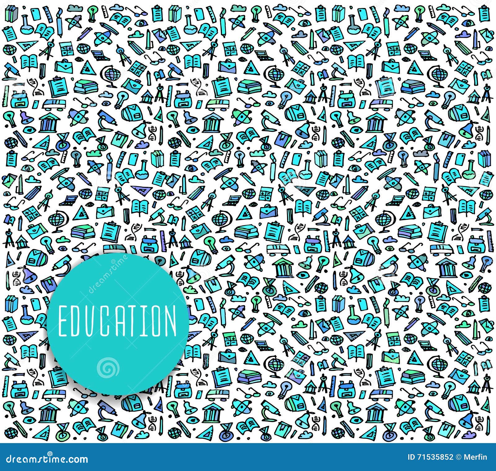 Hand Drawn School Education Seamless Logo Stock Vector - Illustration ...