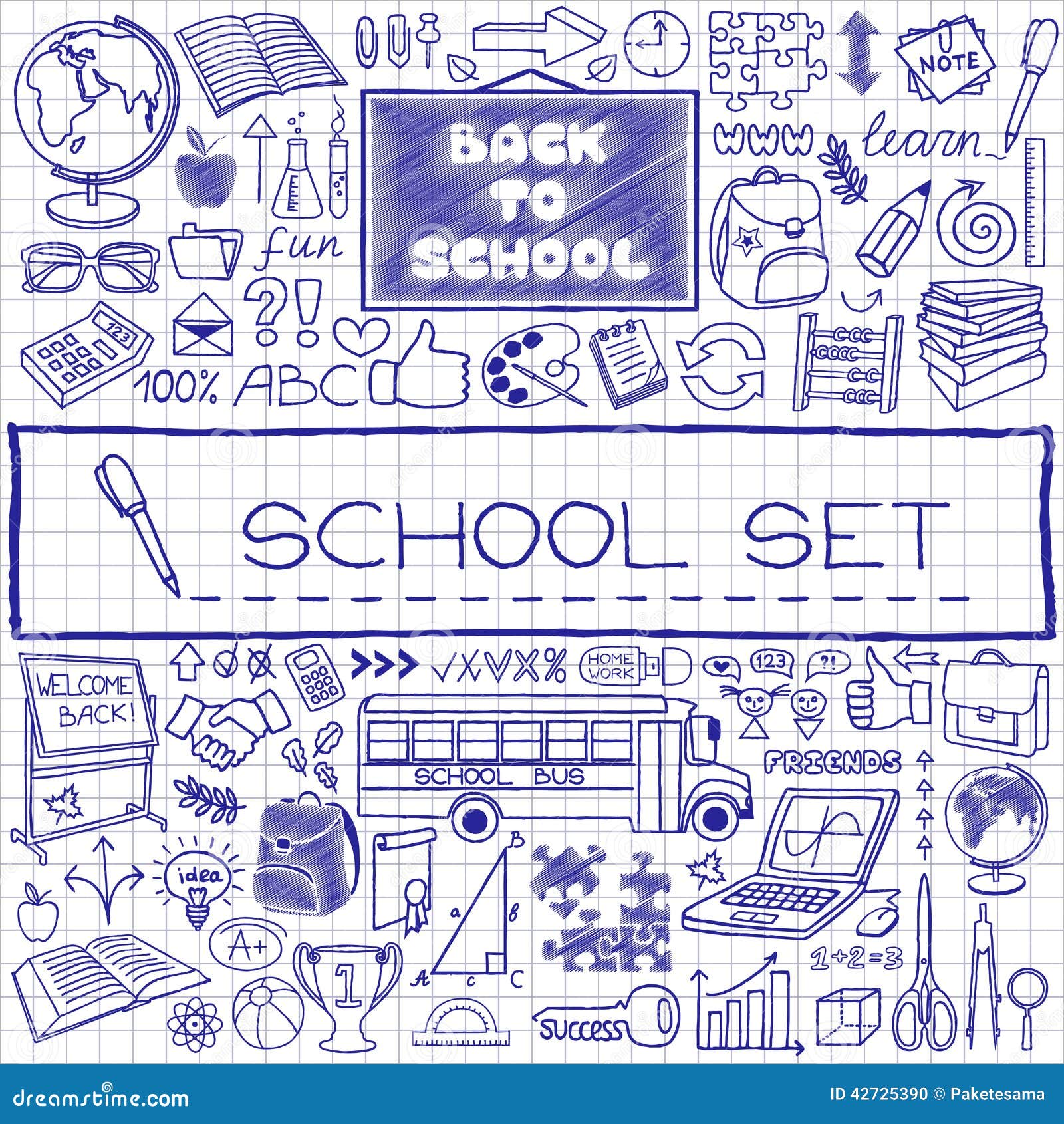 Hand Drawn School Icons Set Stock Vector - Illustration of conceptual ...