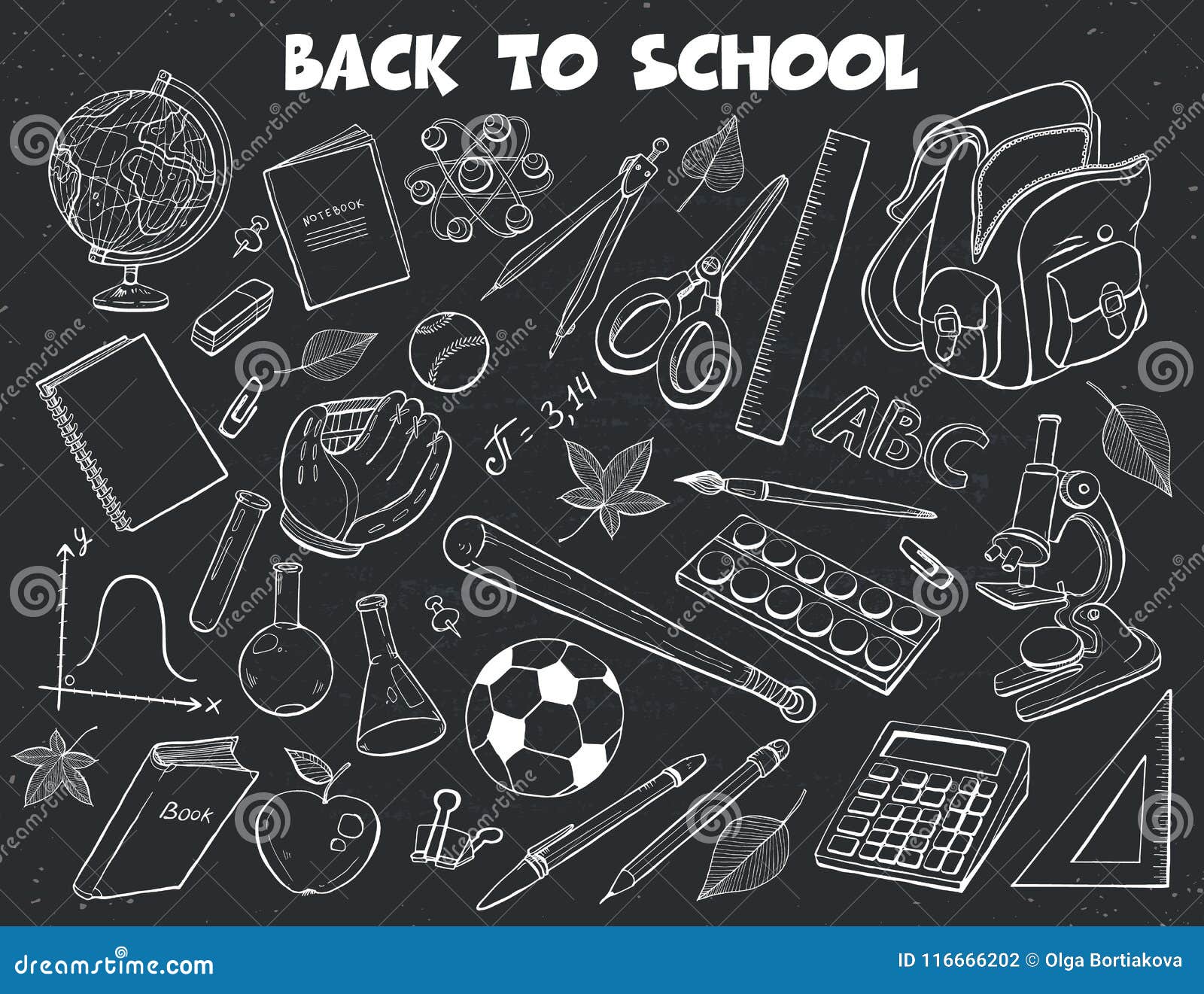 School Objects Vector Collection Stock Vector - Illustration of glove ...