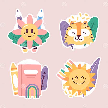Hand Drawn School Sticker Set Vector Illustration. Stock Vector ...