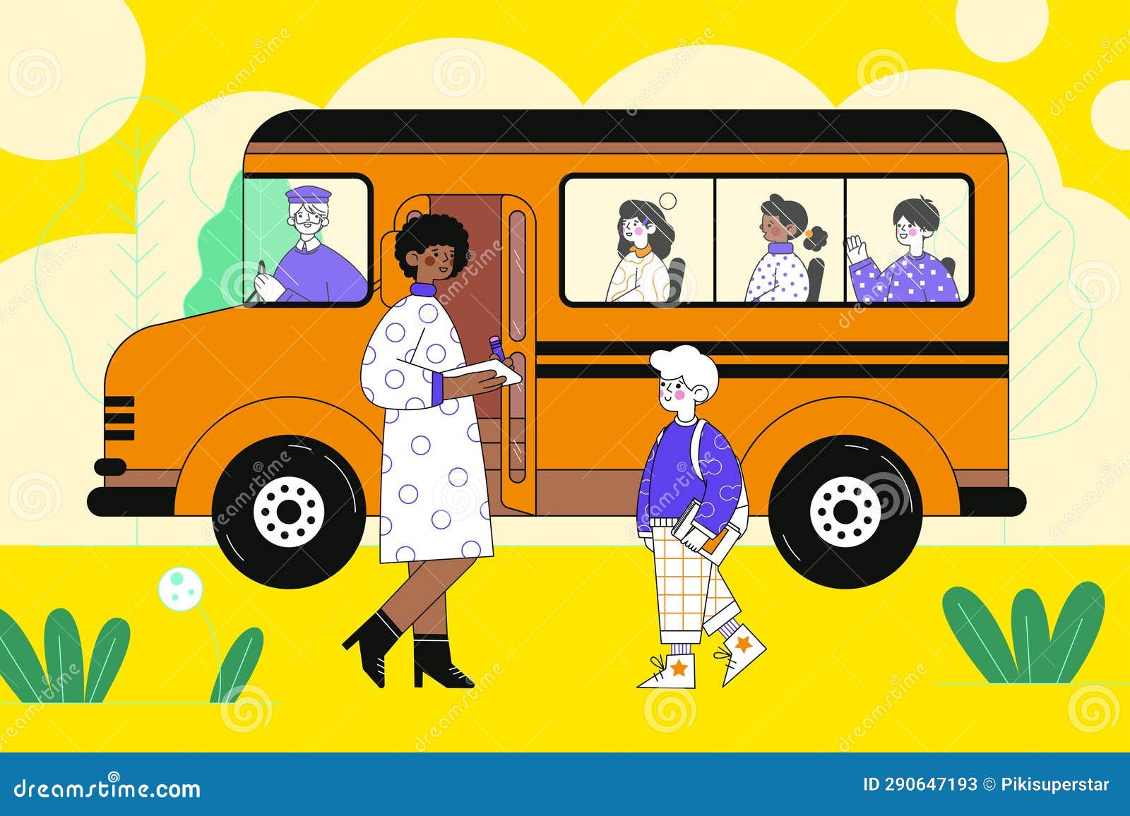 Hand Drawn School Trip Vector Design Illustration Stock Vector ...