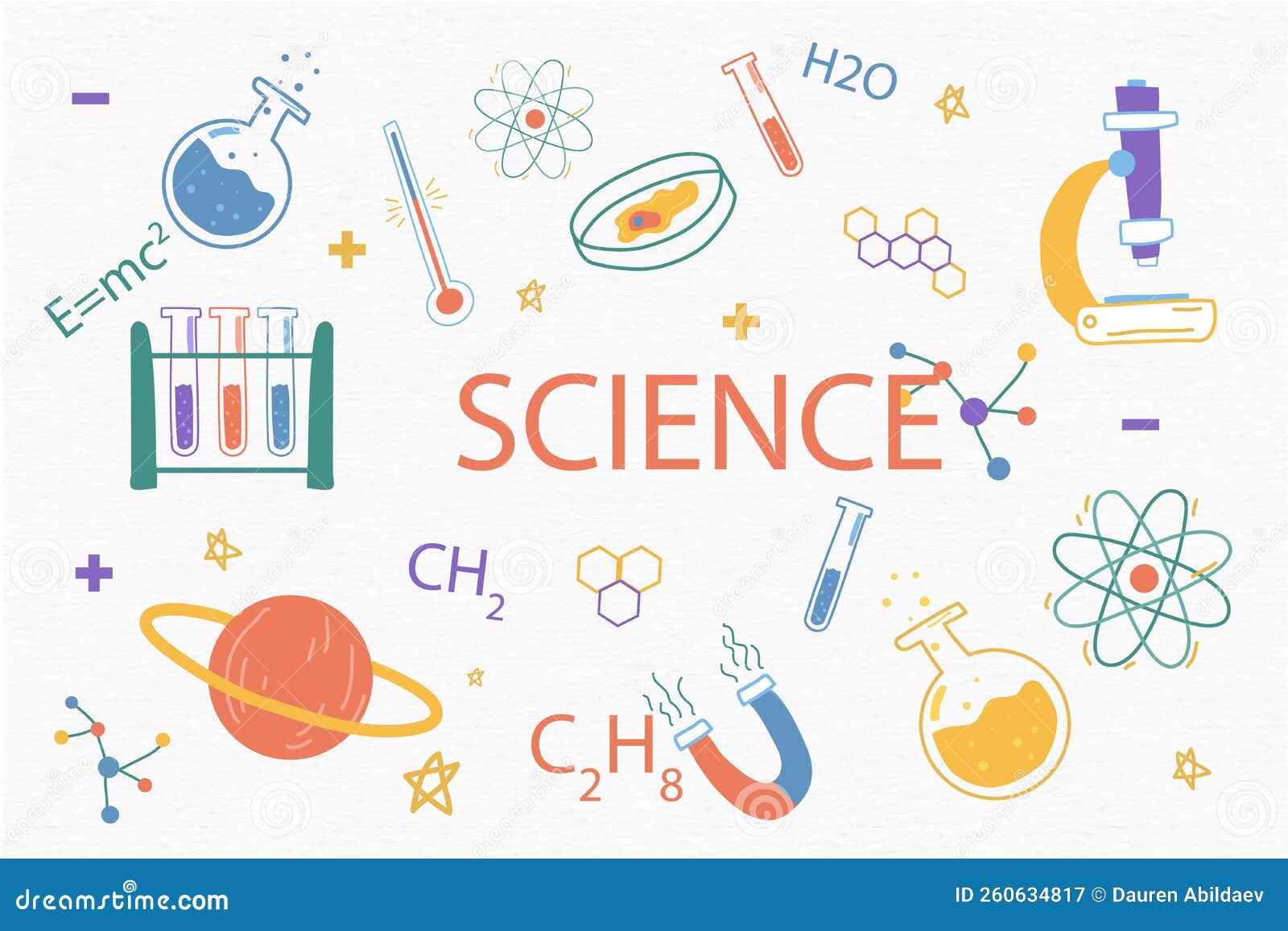 Hand Drawn Science Background Theme Vector Illustration. Stock Vector ...