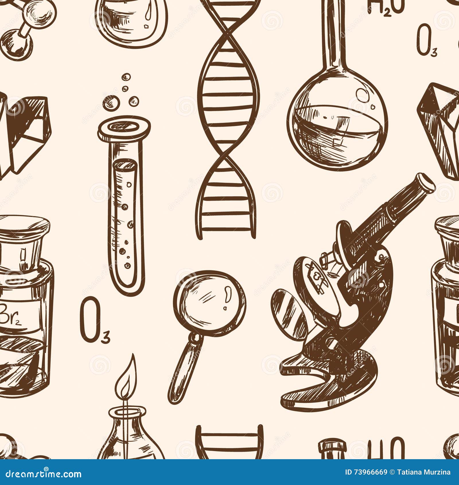 Hand Drawn Science Beautiful Vintage Lab Seamless Pattern Vector