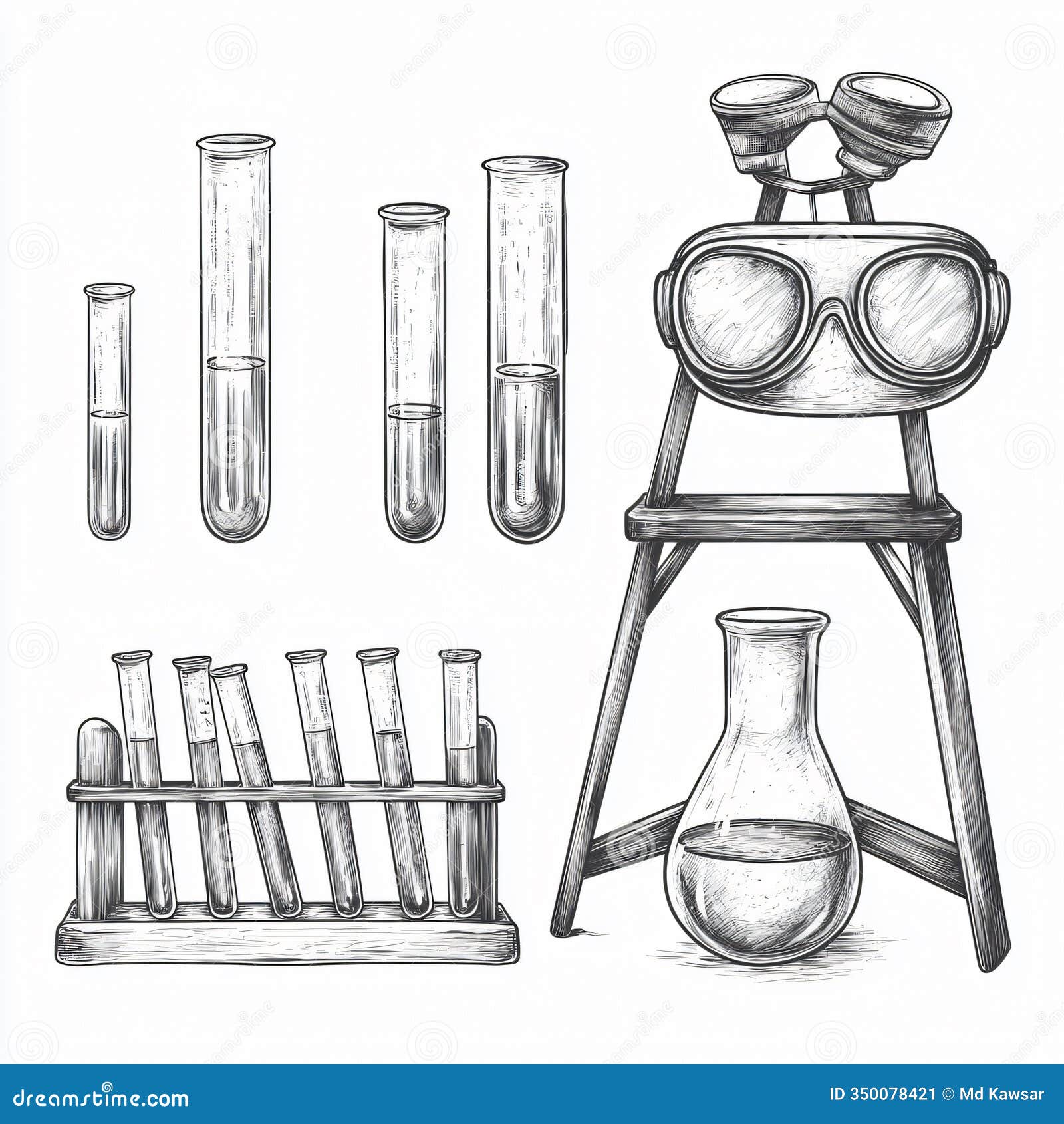 Hand Drawn Science Lab Equipment Illustration High Quality Image Stock ...
