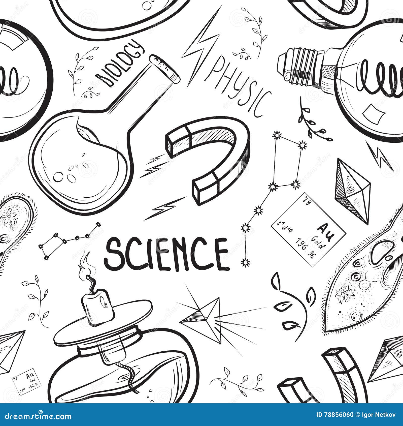 Hand drawn science set stock vector. Illustration of physic - 78856060