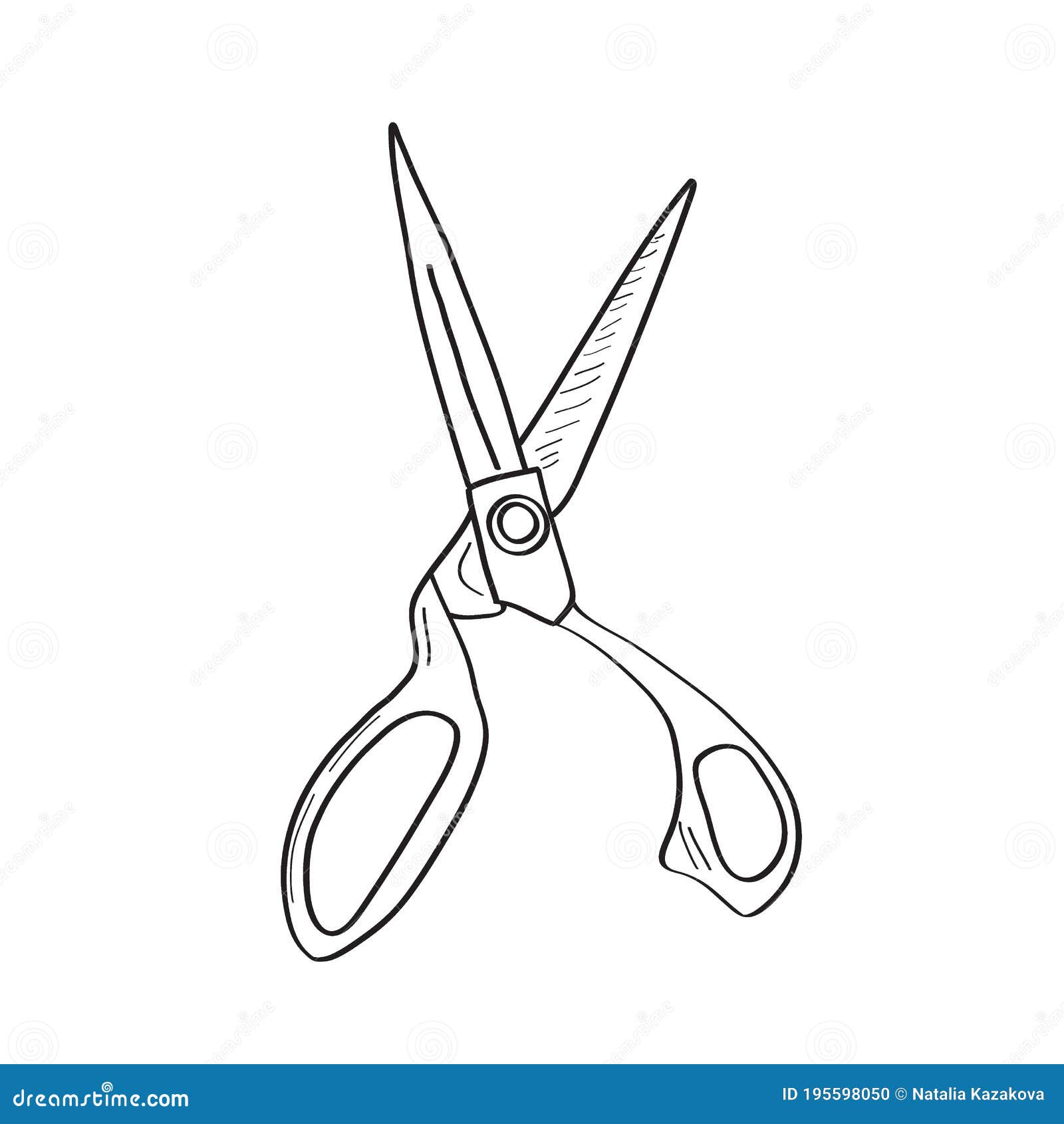 Hand drawn scissors stock vector. Illustration of line - 195598050