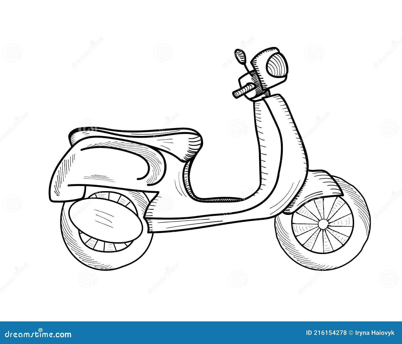 Hand Drawn Scooter, Moped. Sketch. Side View. Vector Isolated Stock ...